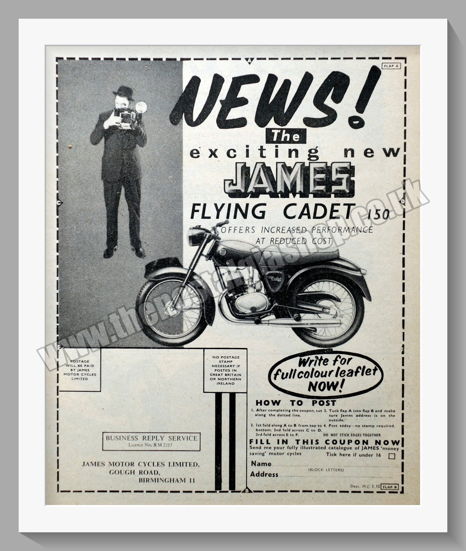 James Flying Cadet 150 Motorcycle. Original Advert 1959 (ref AD56935 ...