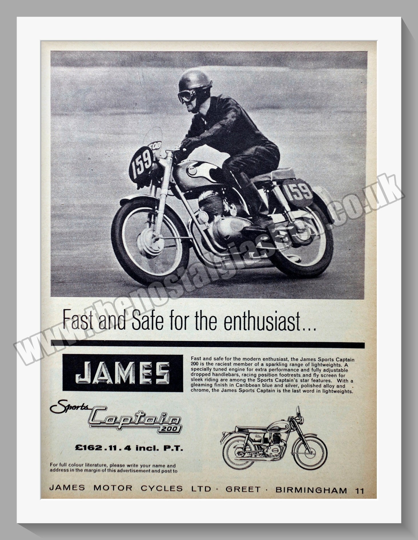 James Sports Captain 200 Motorcycle. Original Advert 1962 (ref AD56942 ...