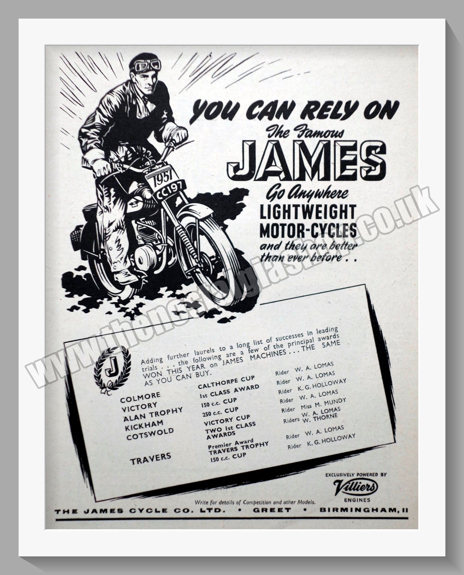 James Motorcycles. Original Advert 1951 (ref AD56978) – The Nostalgia Shop