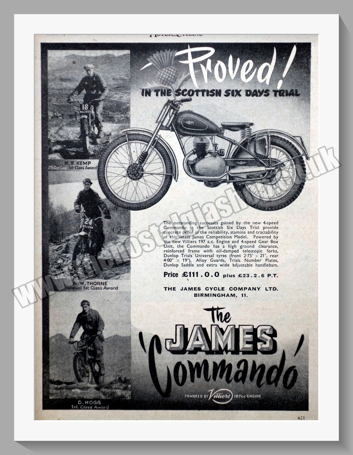 James Commando Motorcycle. Original Advert 1953 (ref AD337) – The ...