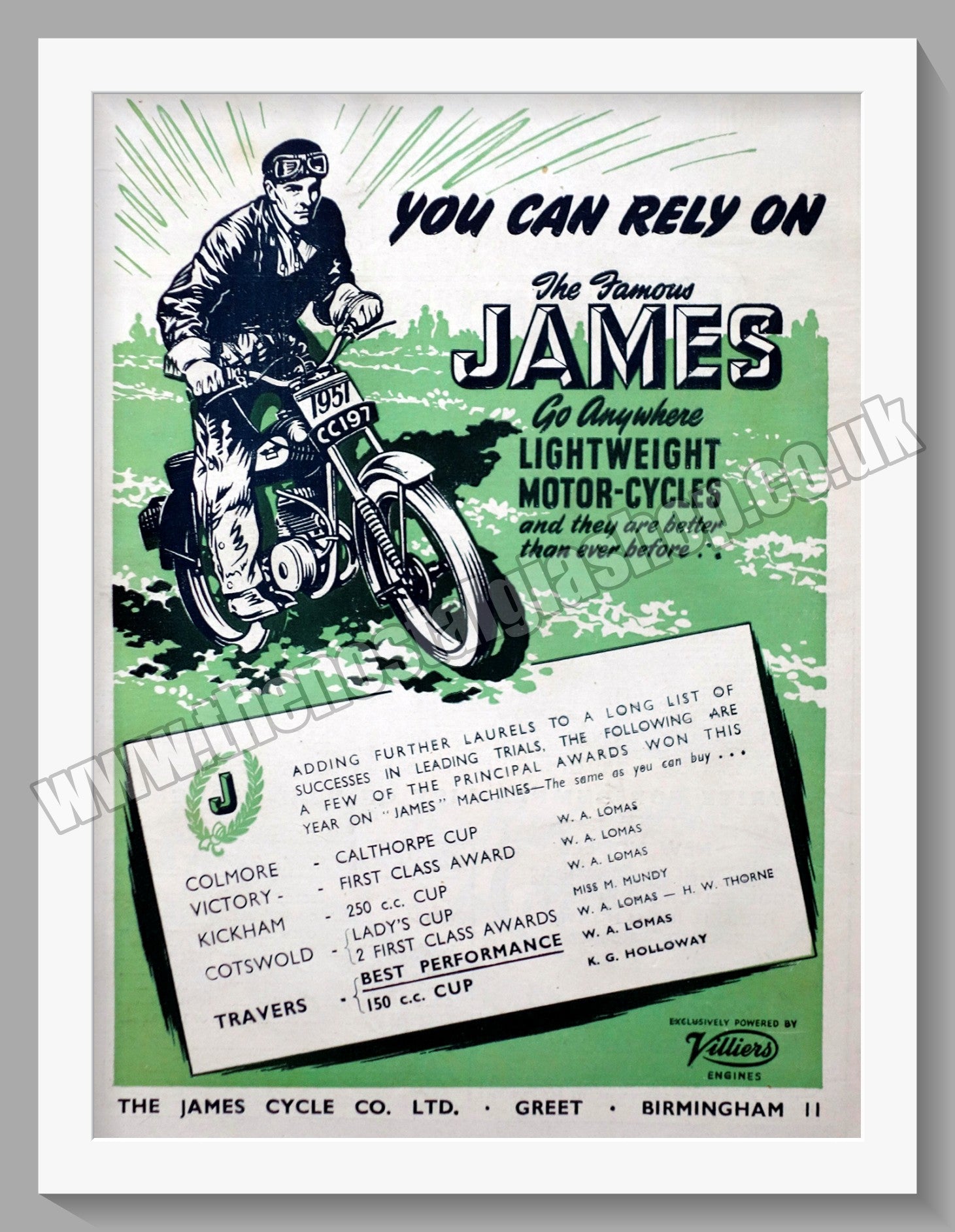 James Motorcycles In Competition. Original Advert 1951 (ref AD56990 ...