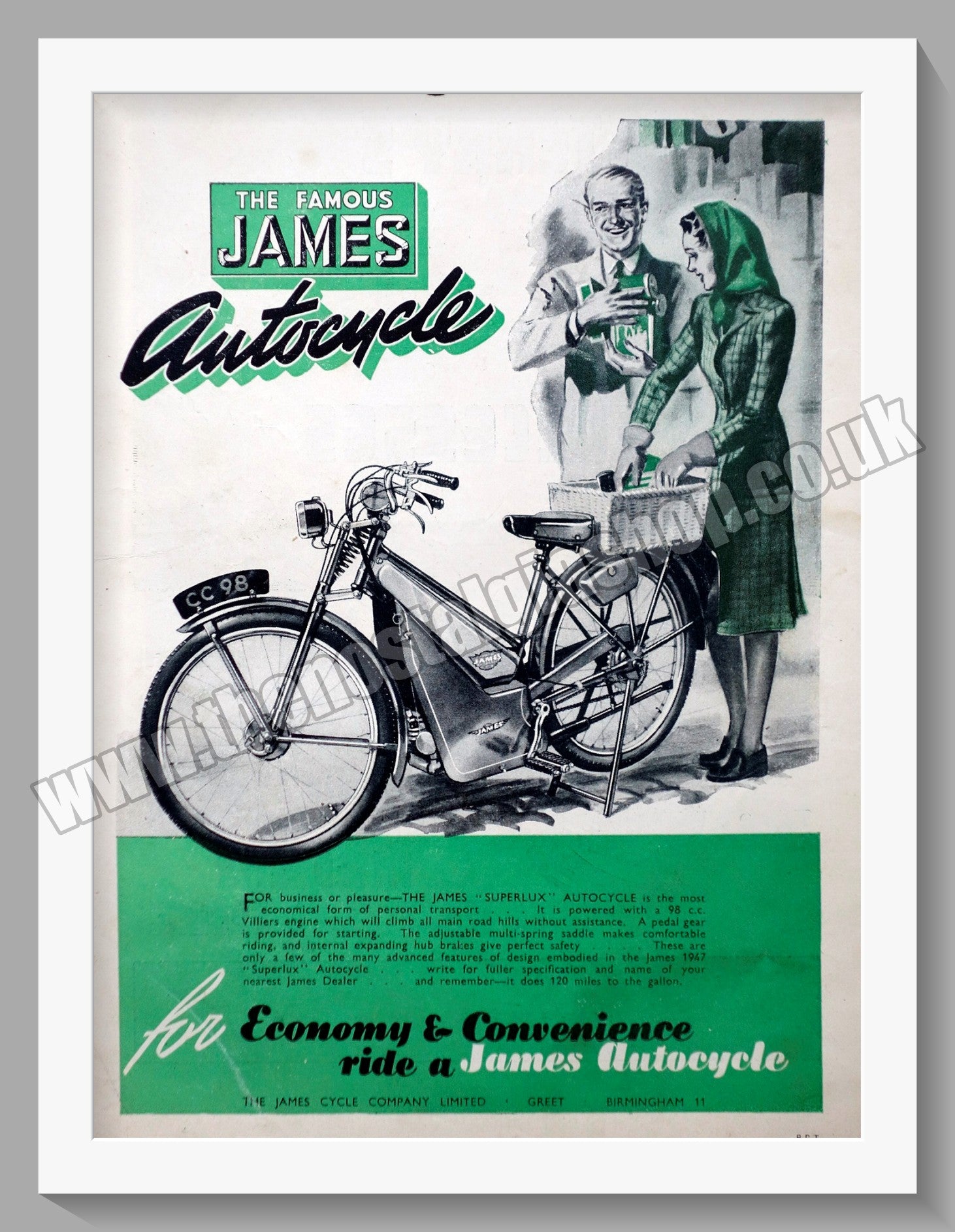James Autocycles. Original Advert 1947 (ref AD57027) – The Nostalgia Shop