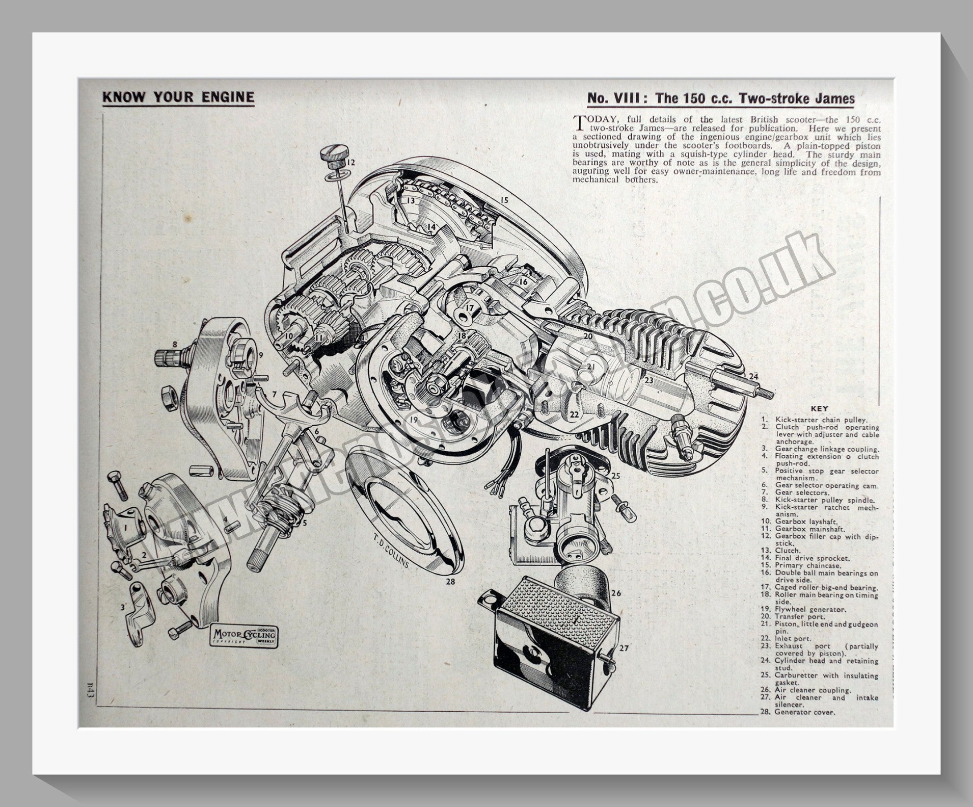 James 150cc Motorcycle Engine. Original print 1960 (ref AD57039) – The ...