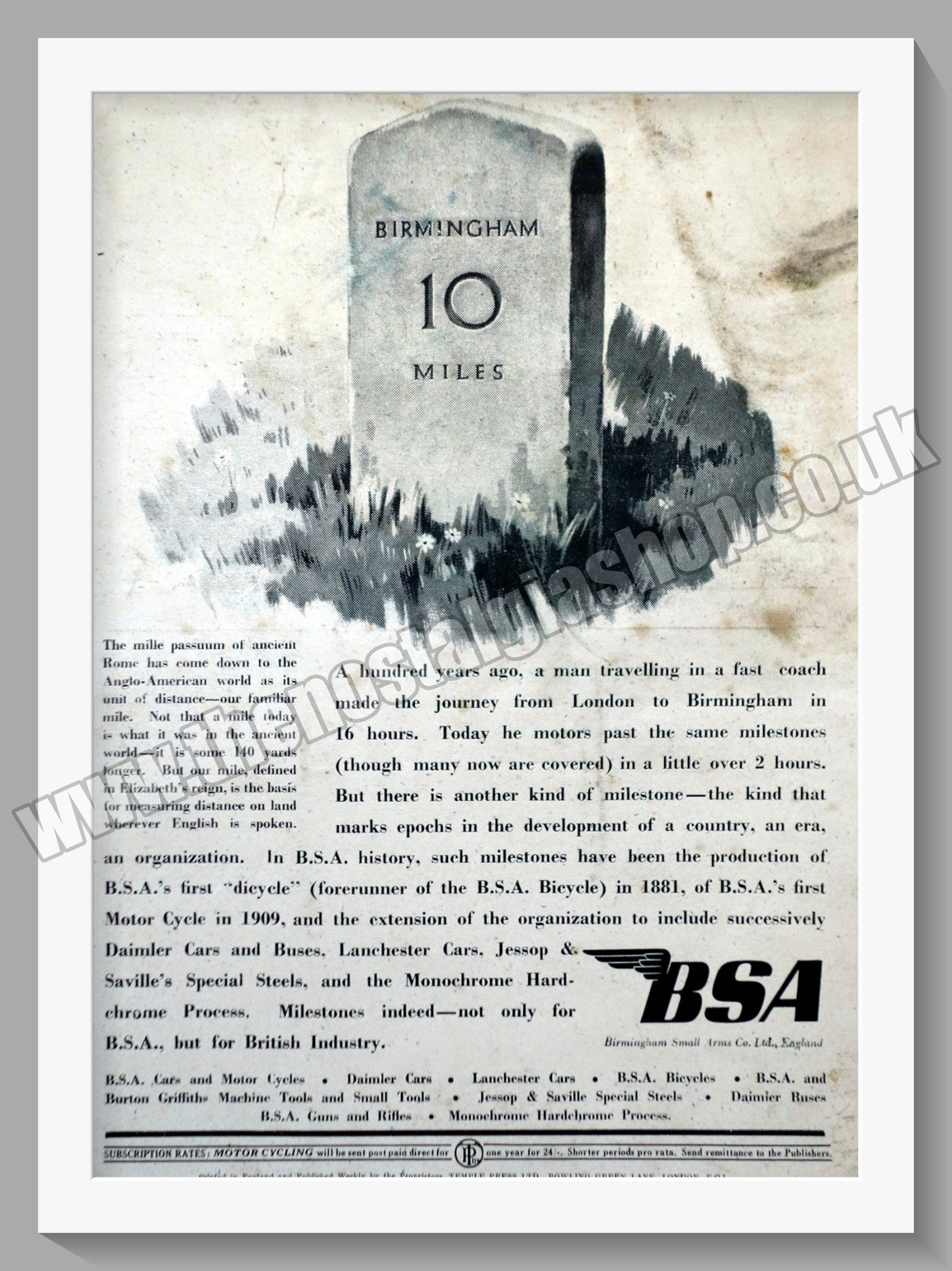 BSA Motorcycles. Original Advert 1942 (ref AD57115) – The Nostalgia Shop