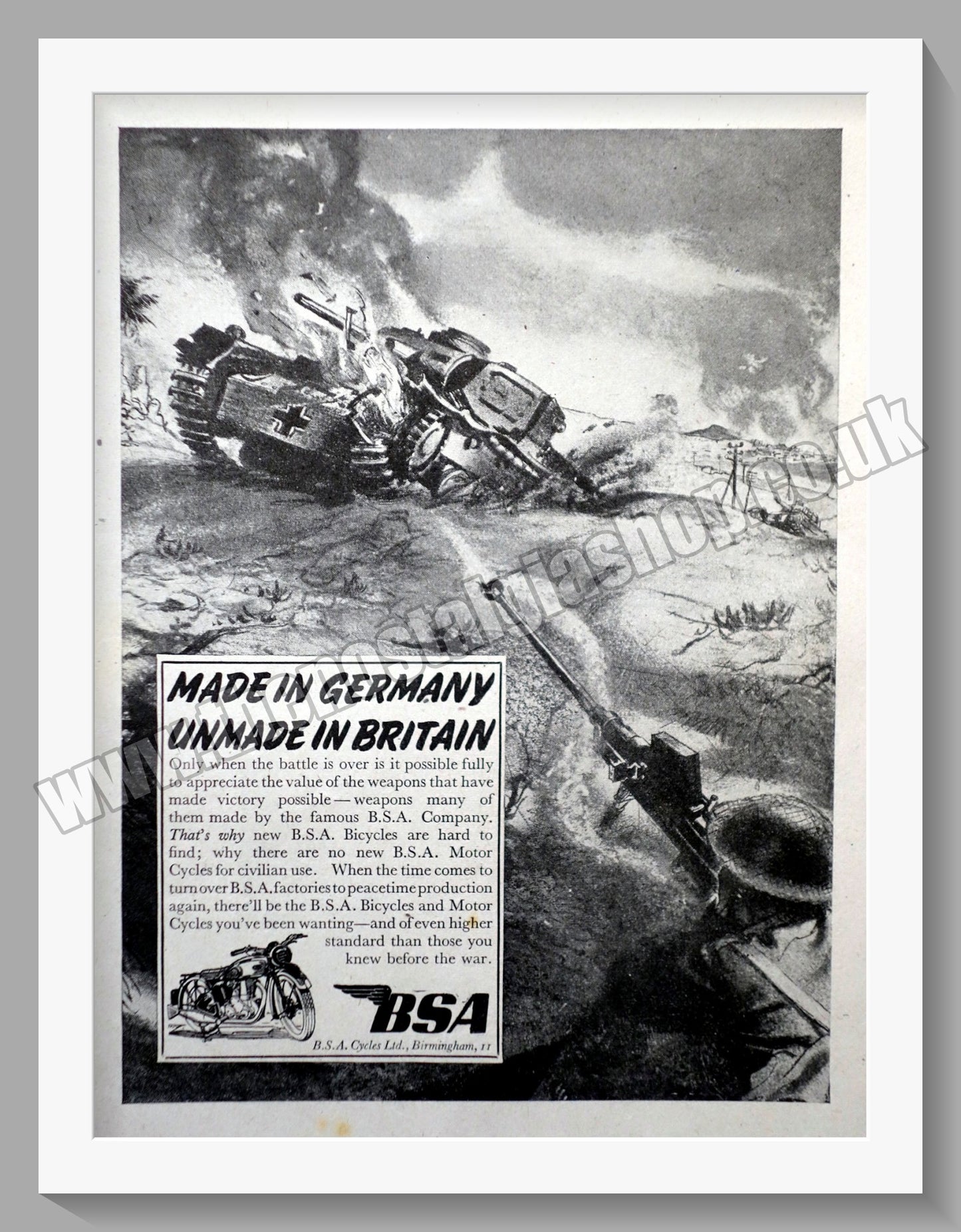 BSA Motorcycle. Original Advert 1943 (ref AD57140) – The Nostalgia Shop