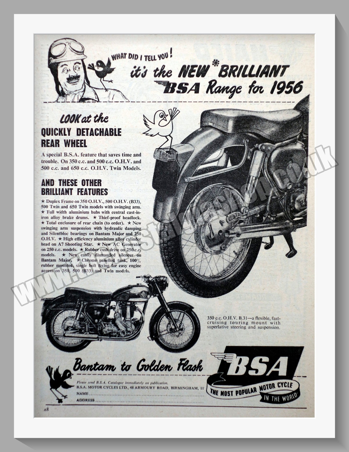 BSA Motorcycle Range. Original Advert 1955 (ref AD57149) – The ...