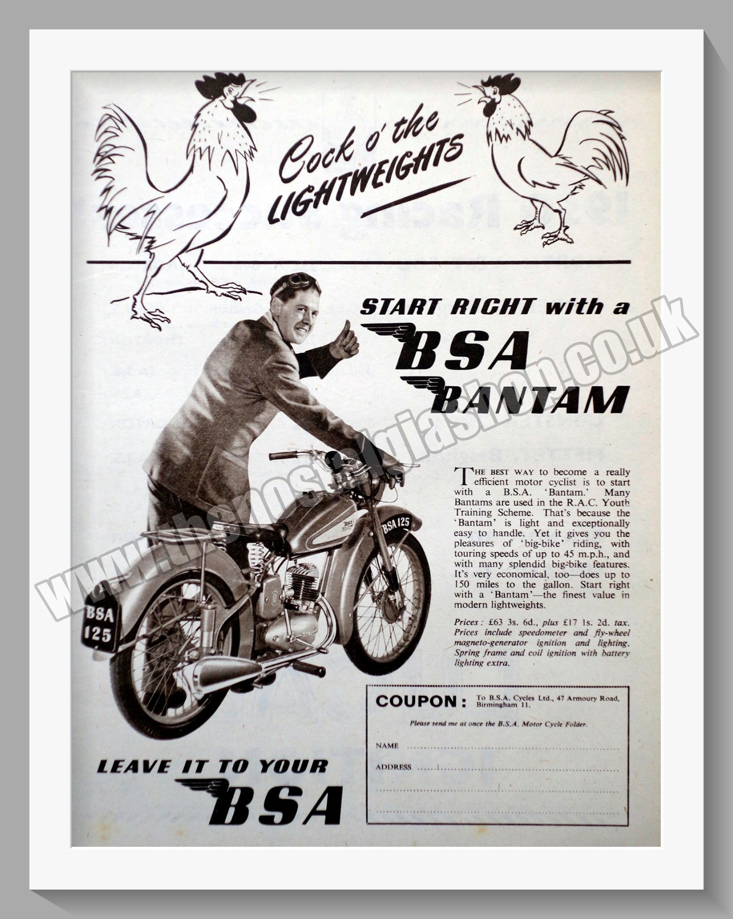 BSA Bantam Motorcycle. Original Advert 1950 (ref AD57200) – The ...