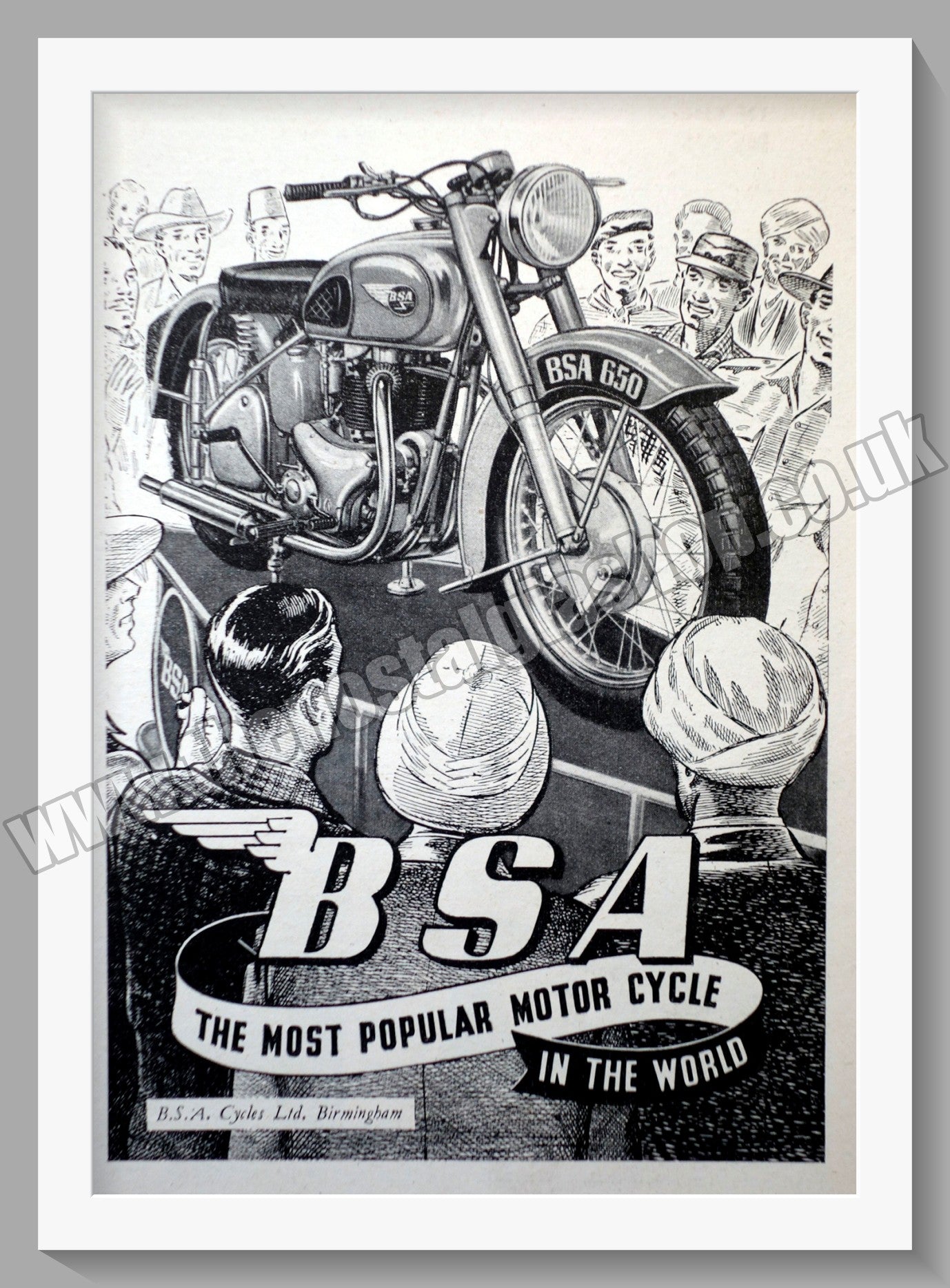 BSA 650 Motorcycle. Original Advert 1951 (ref AD57278) – The Nostalgia Shop
