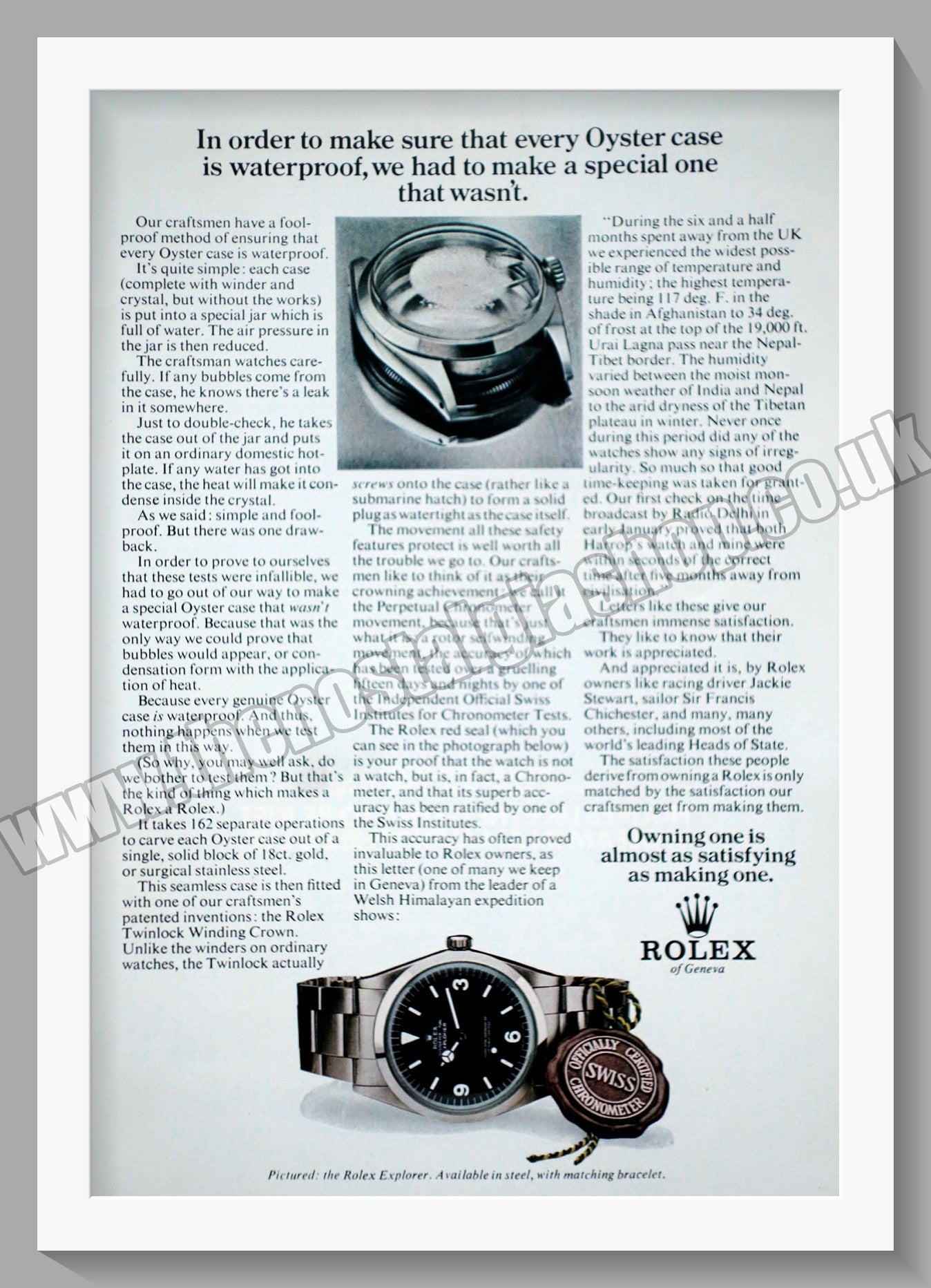 Rolex Oyster Case. Rolex Explorer. Original Advert 1971 (ref AD57218 ...