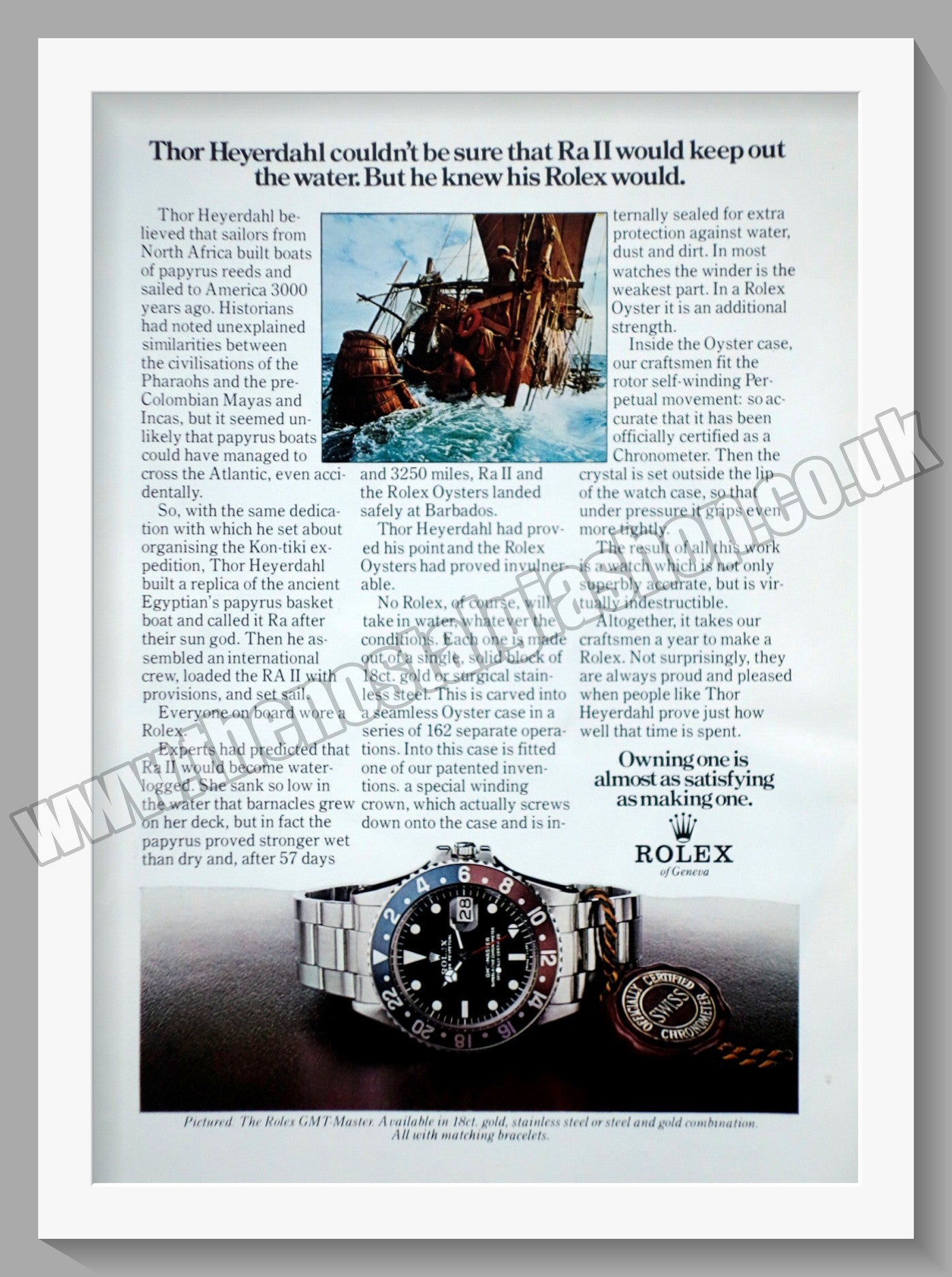 Rolex GMT Master. Thor Heyerdahl. Original Advert 1973 (ref AD57221 ...