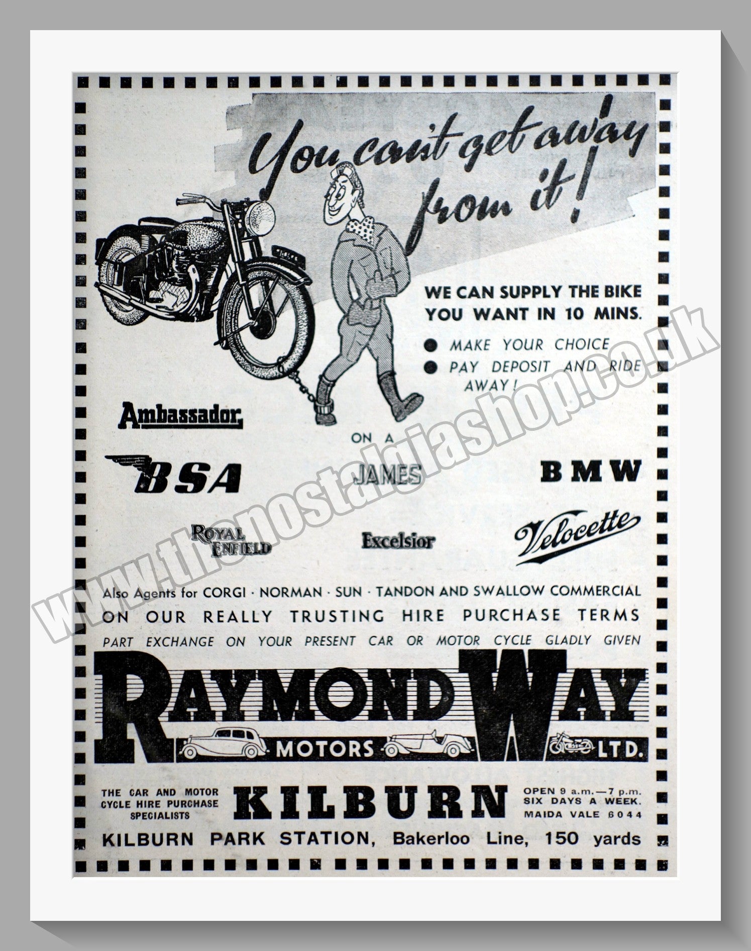 Raymond Way Motorcycle Dealers. Kilburn. Original Advert 1951 (ref AD5 ...