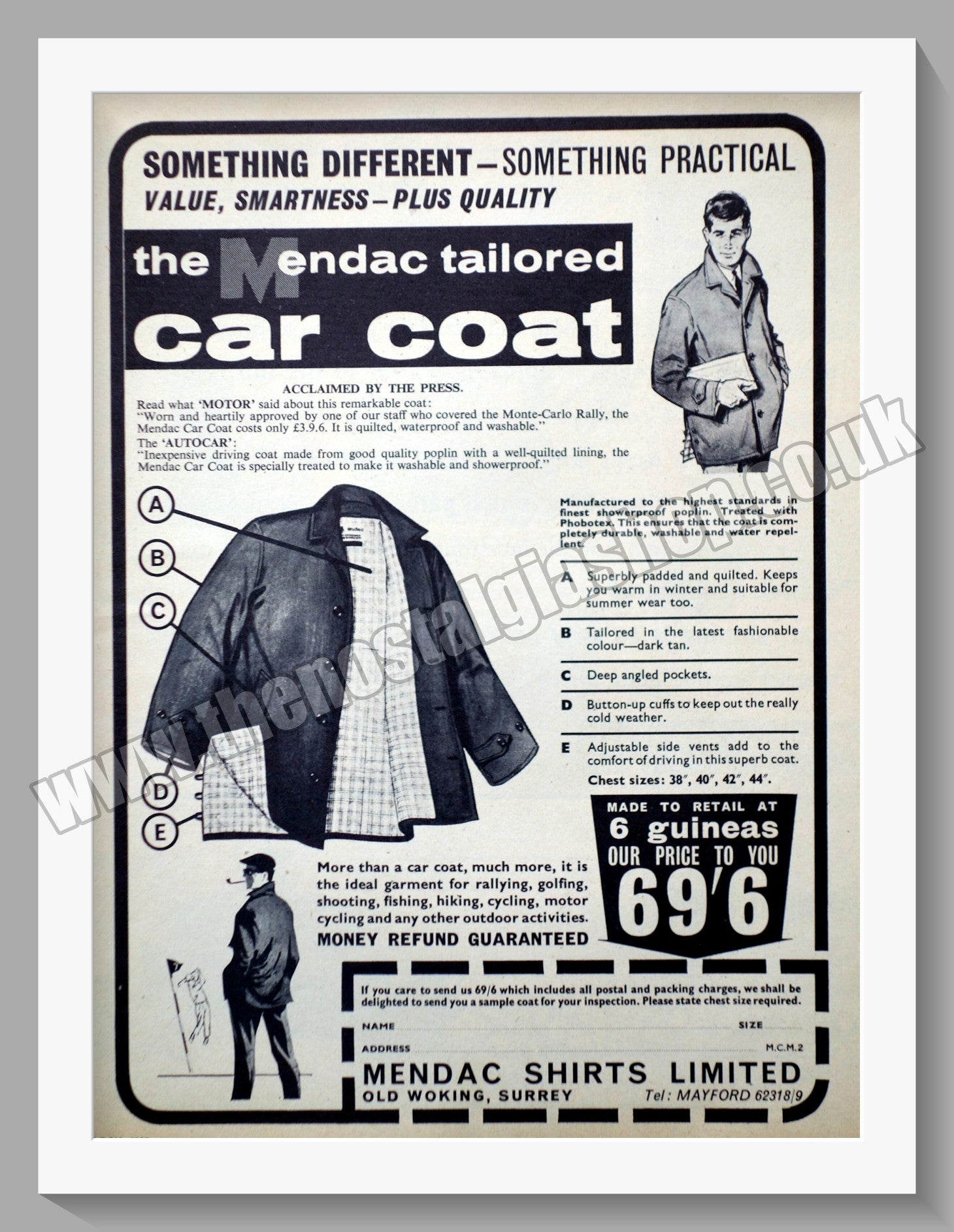 Mendac Car Coat. Original Advert 1965 (ref AD57751) – The Nostalgia Shop