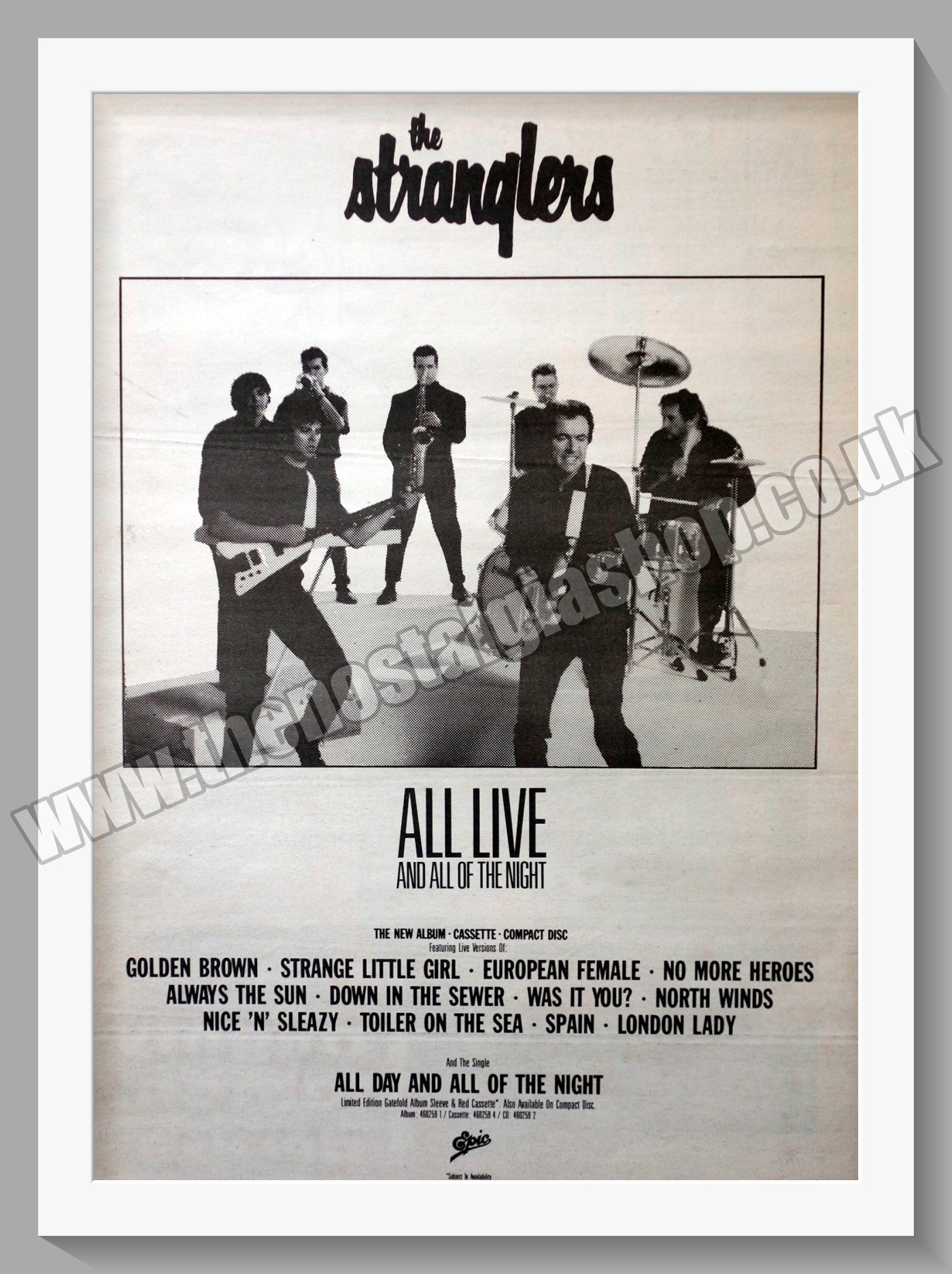 Stranglers. All Live. Vintage Advert 1988 (ref AD14600) – The Nostalgia ...