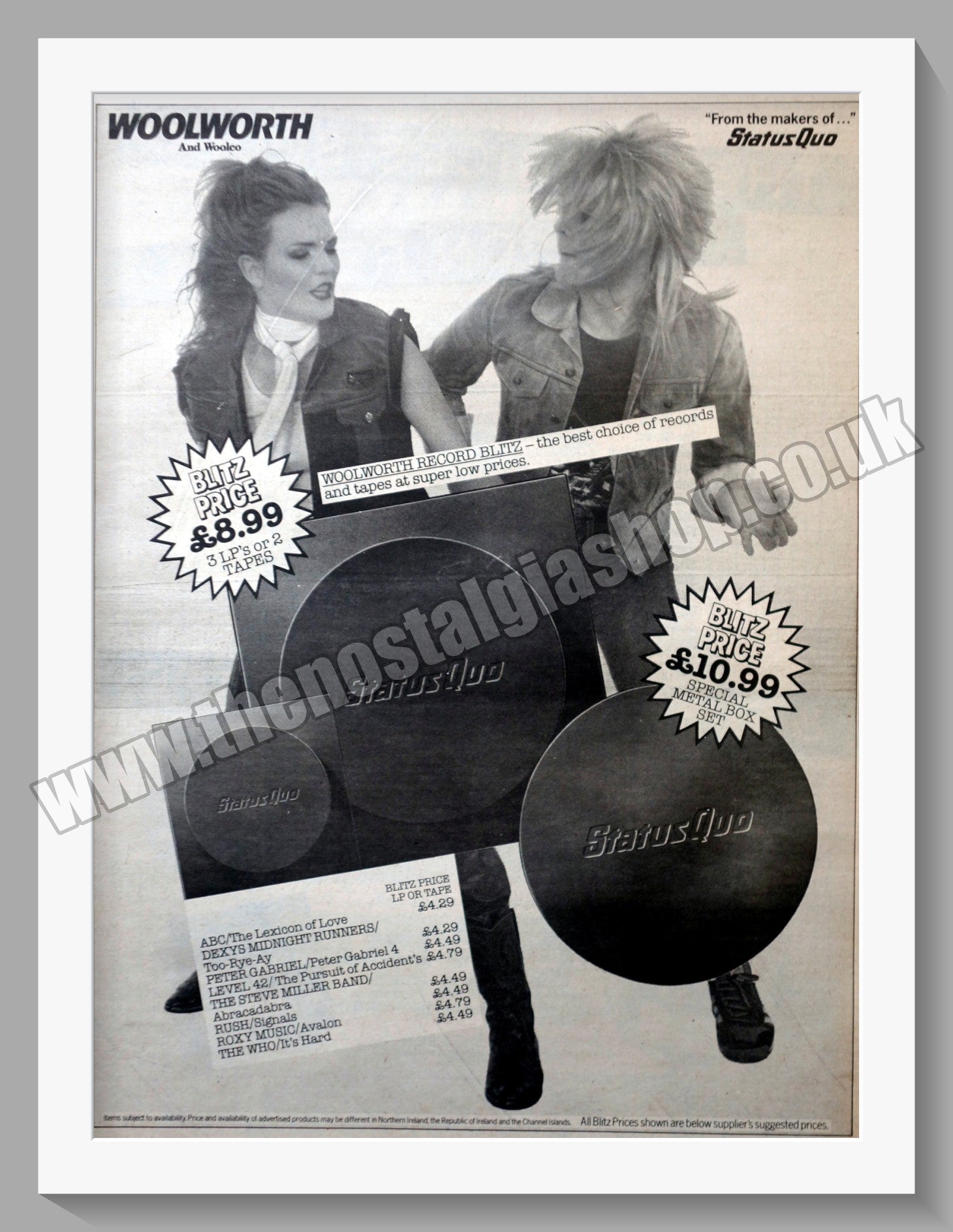Status Quo Woolworths. Vintage Advert 1982 (ref AD14662) – The ...