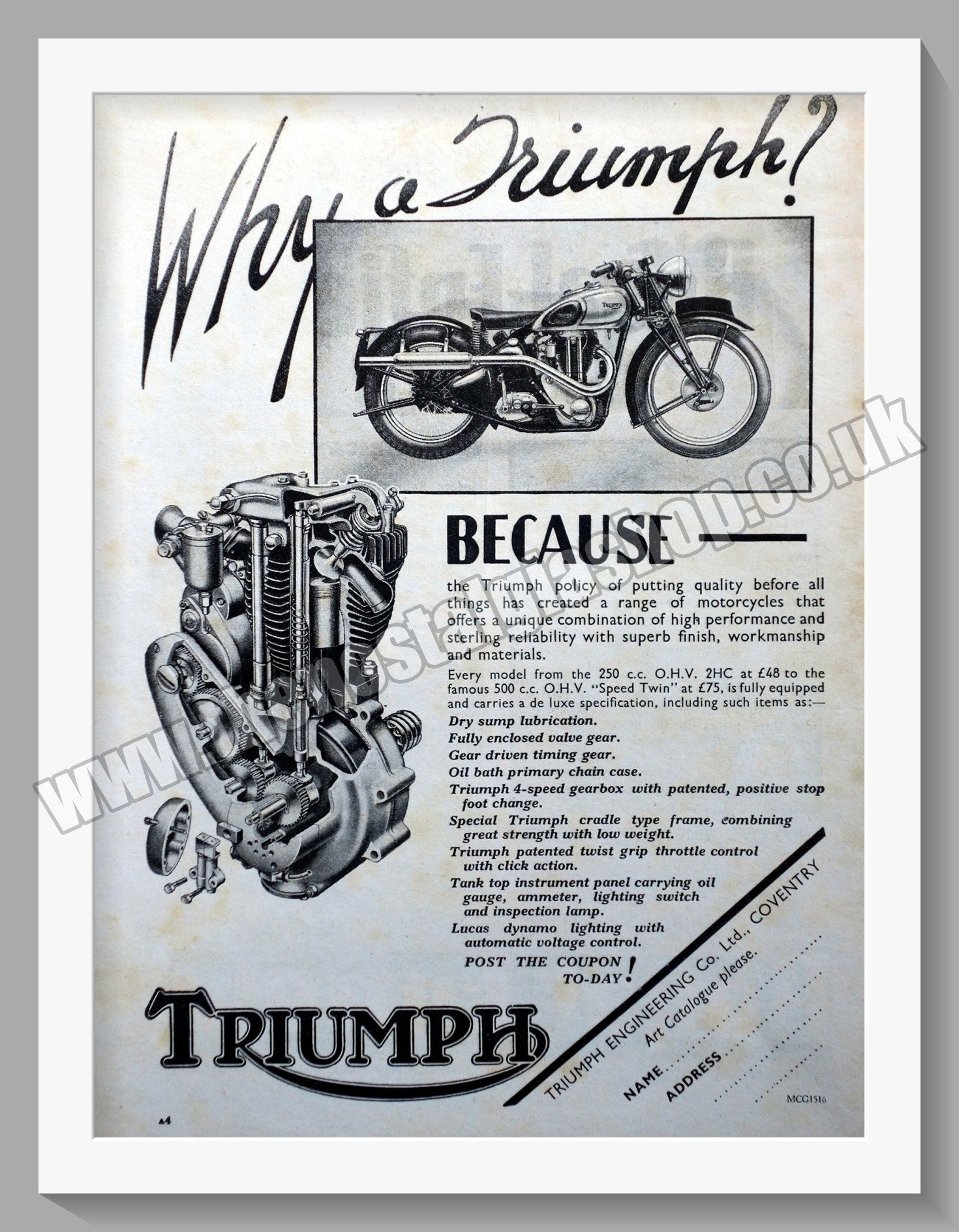 Triumph Motorcycles, Why a Triumph? Original advert 1938 (ref AD57922 ...