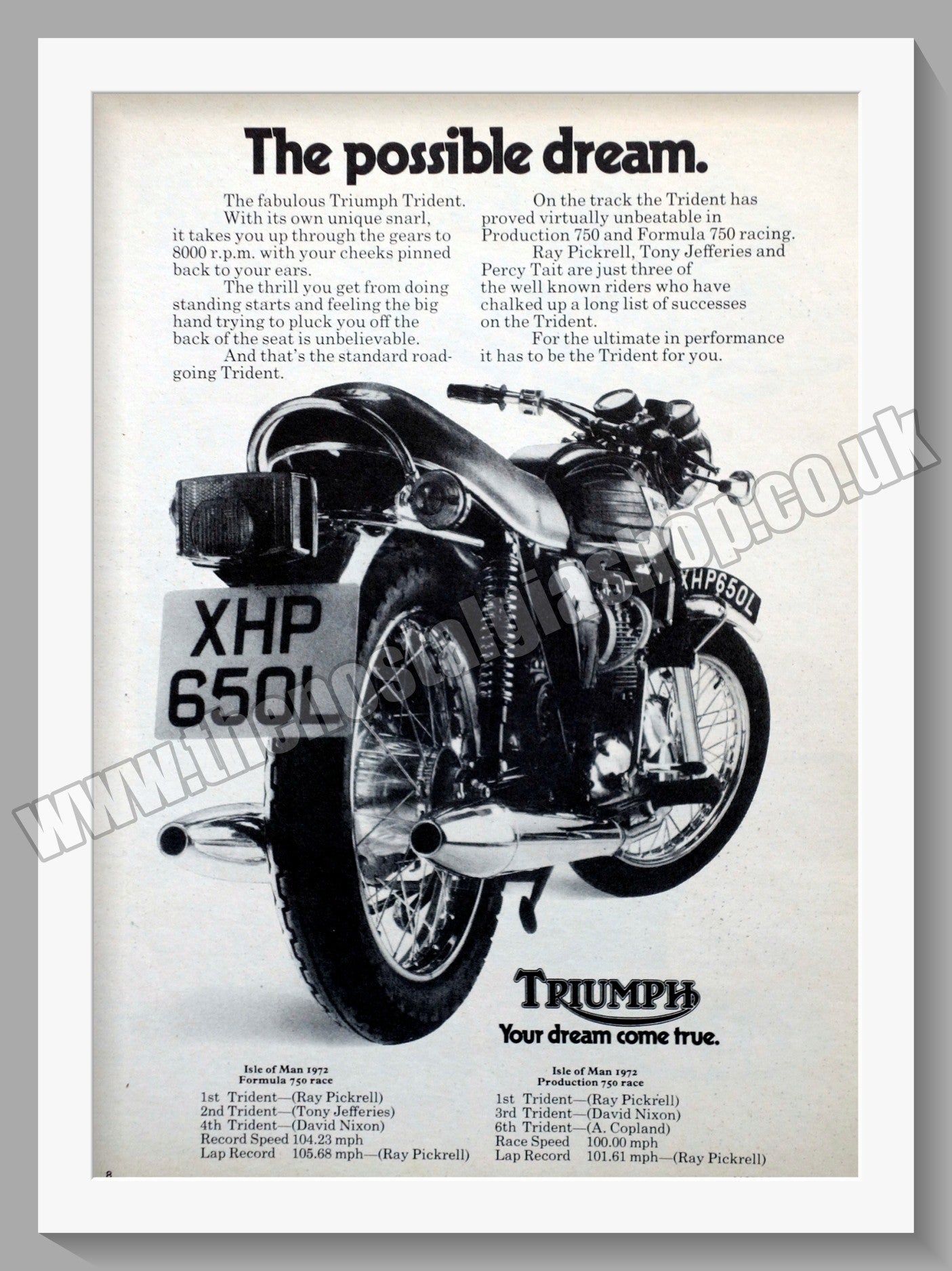 Triumph Motorcycles The Possible Dream. Original advert 1973 (ref AD57 ...