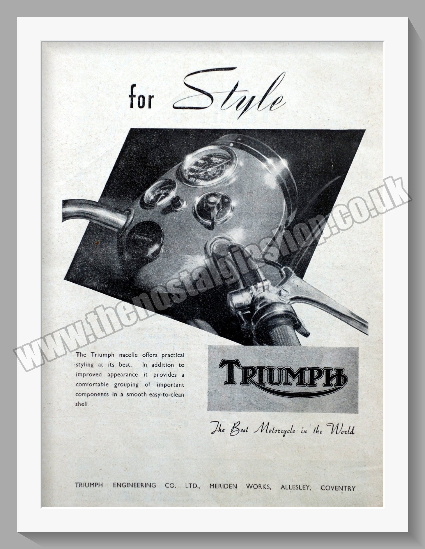 Triumph Motorcycles. Original advert 1950 (ref AD58008) – The Nostalgia ...