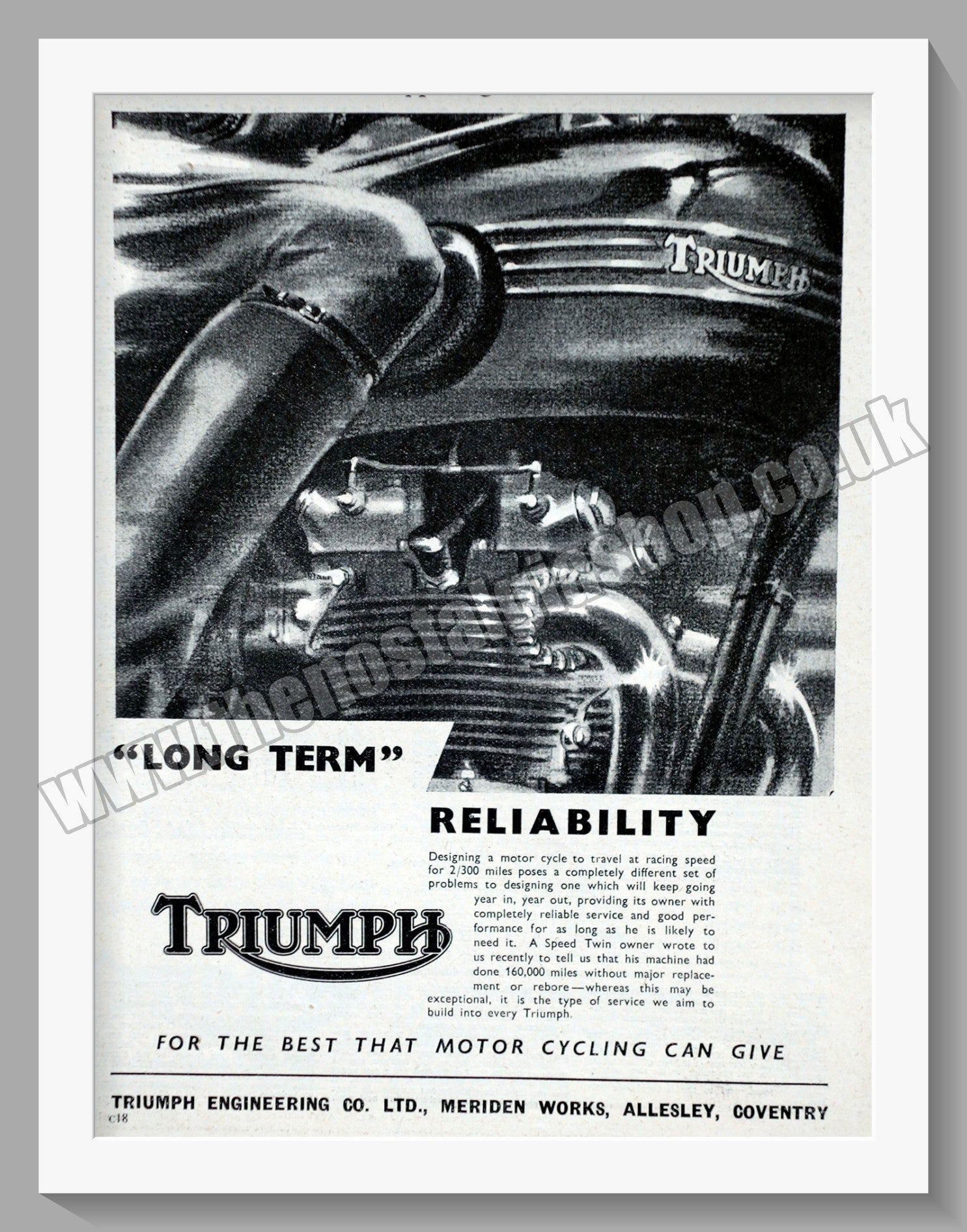 Triumph Motorcycles. Original advert 1952 (ref AD58123) – The Nostalgia ...