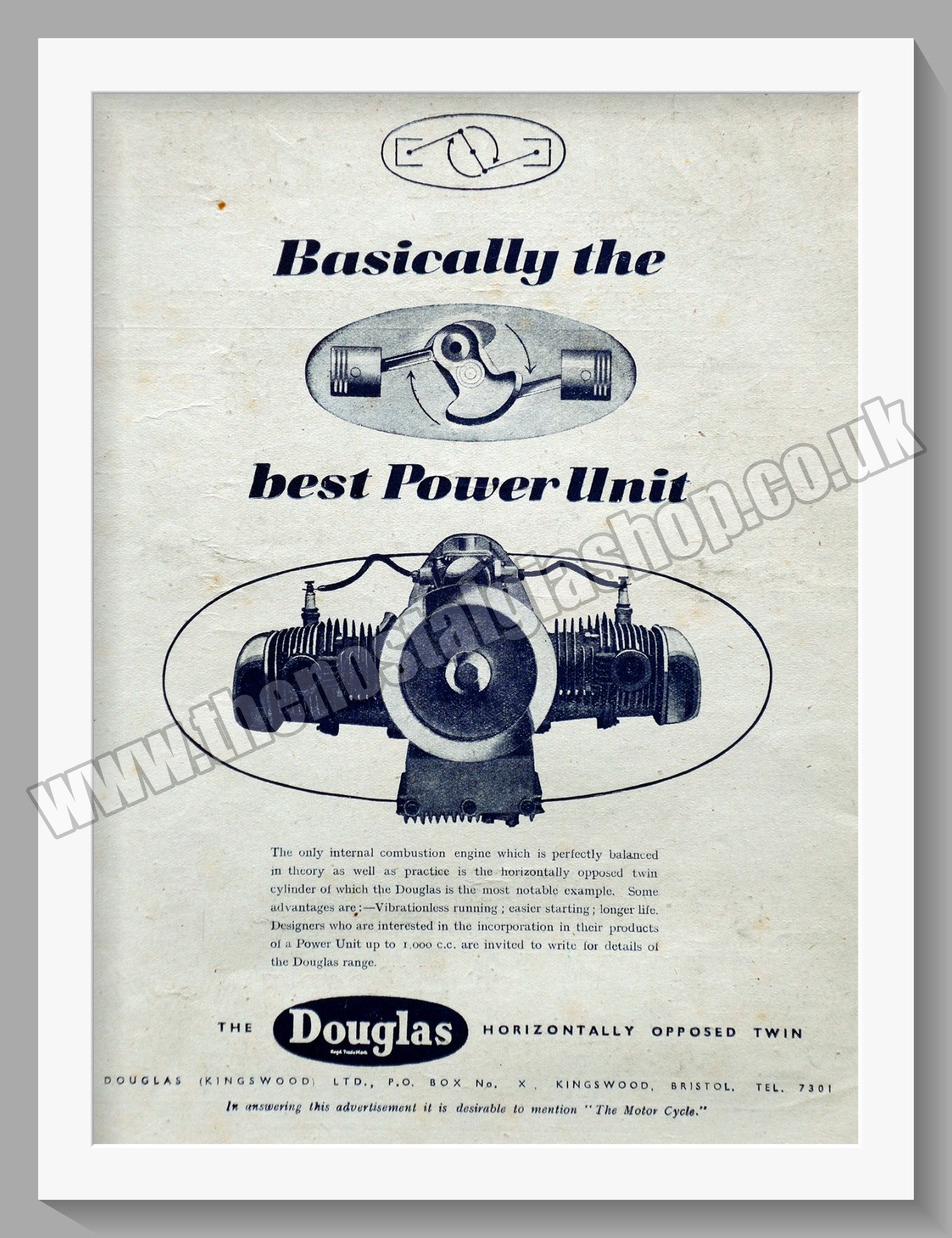 Douglas Motorcycle Engine. Original advert 1945 (ref AD58357) – The ...