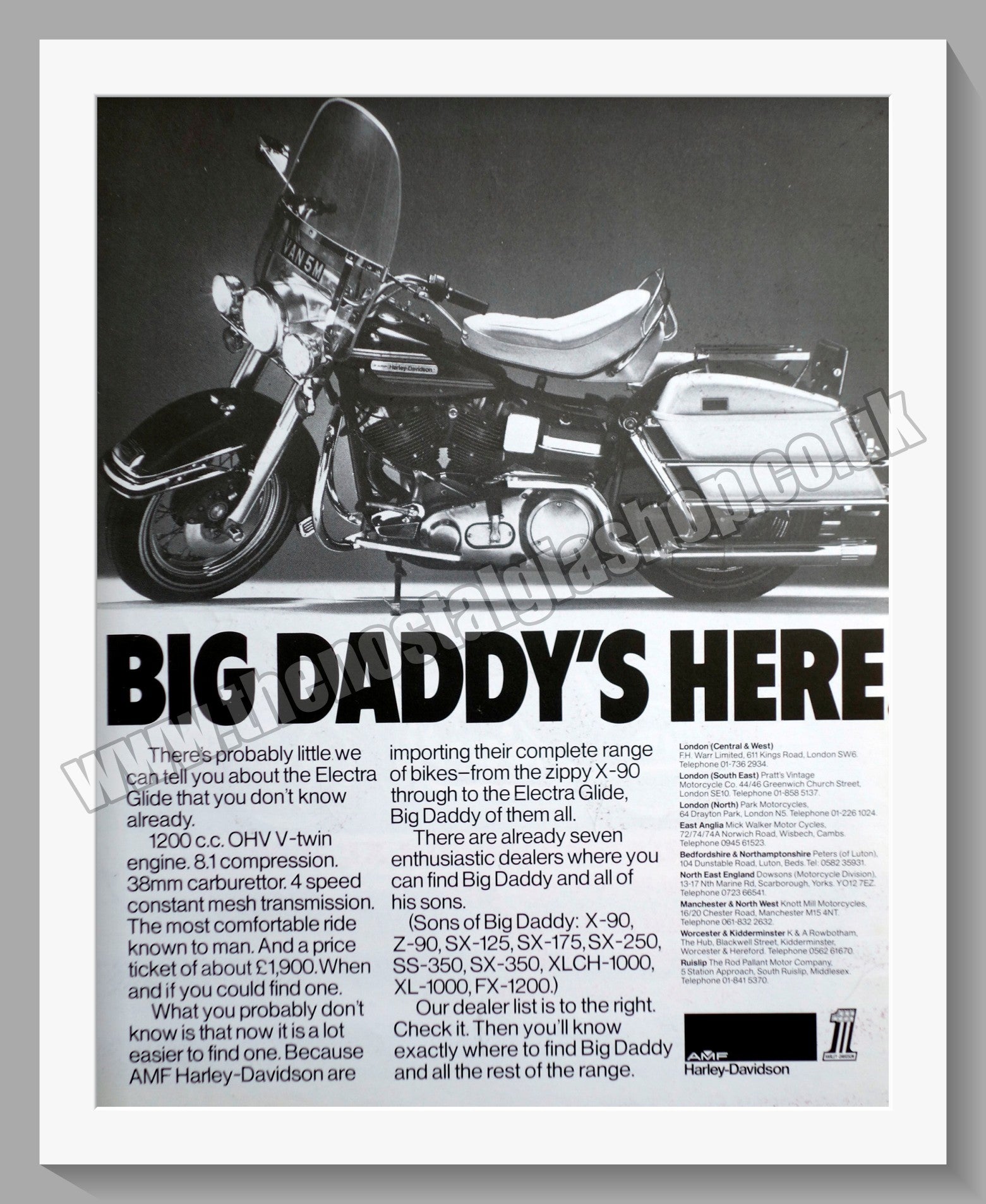 Harley Davidson Electra Glide. Original Advert 1974 (ref AD58400) – The ...