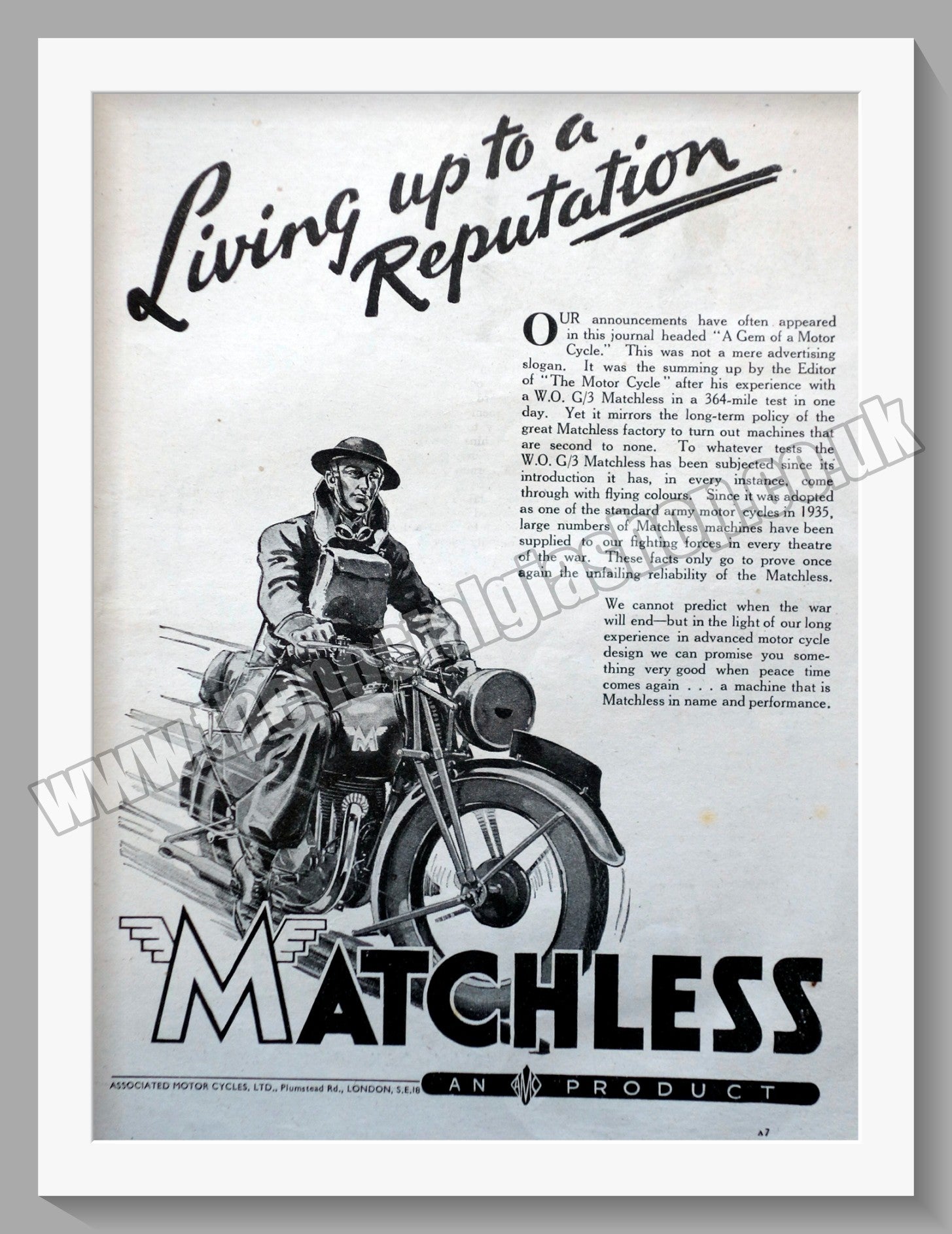 Matchless Motorcycles. 1940 Original Advert. (ref AD58562) – The ...
