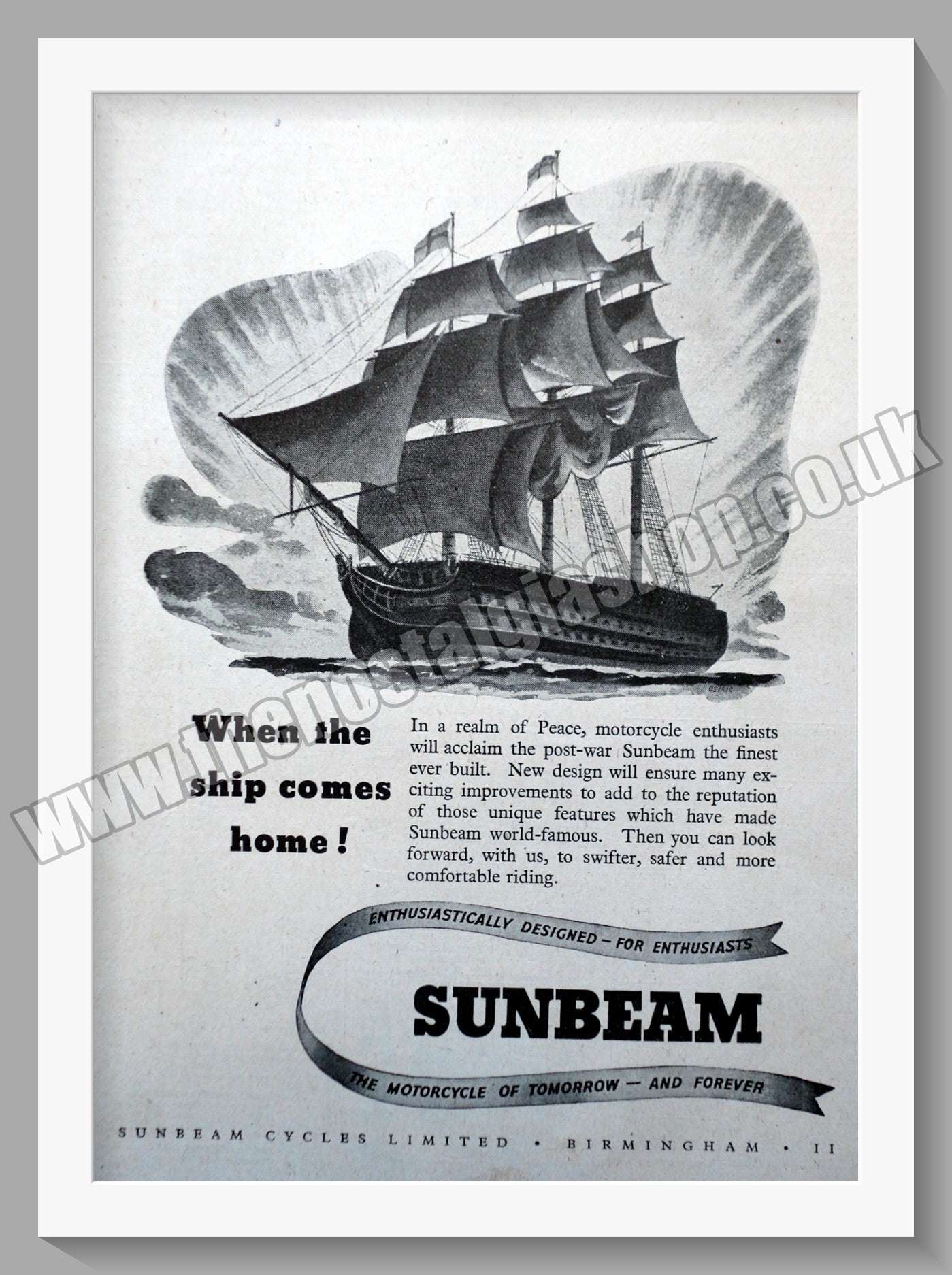 Sunbeam Motorcycles. 1944 Original Advert. (ref AD58574) – The ...