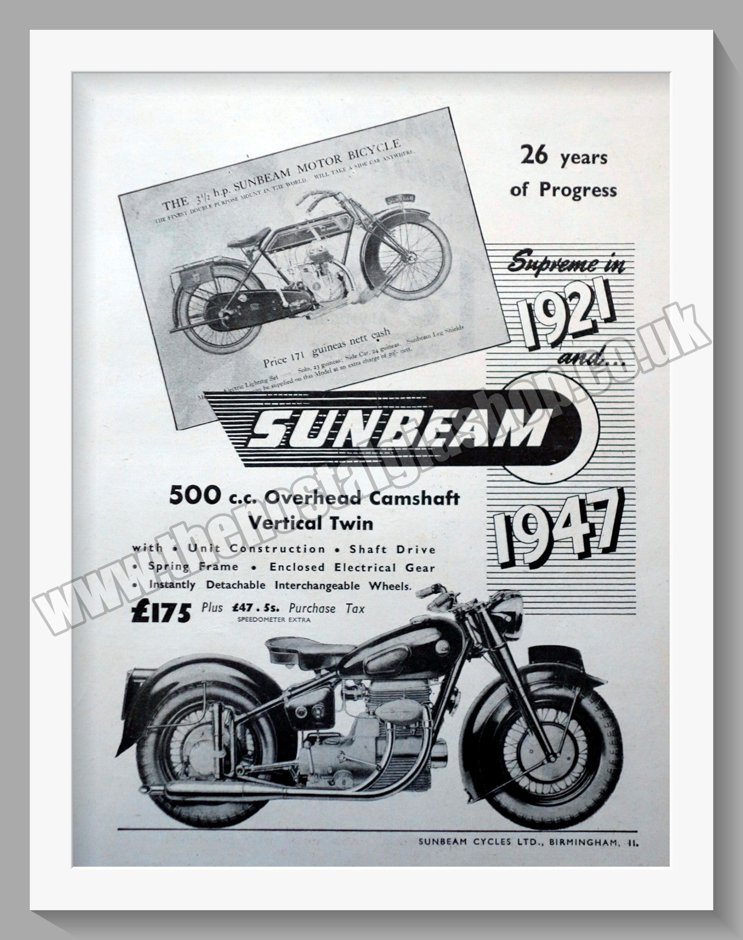 Sunbeam Motorcycles. 1947 Original Advert. (ref AD58577) – The ...