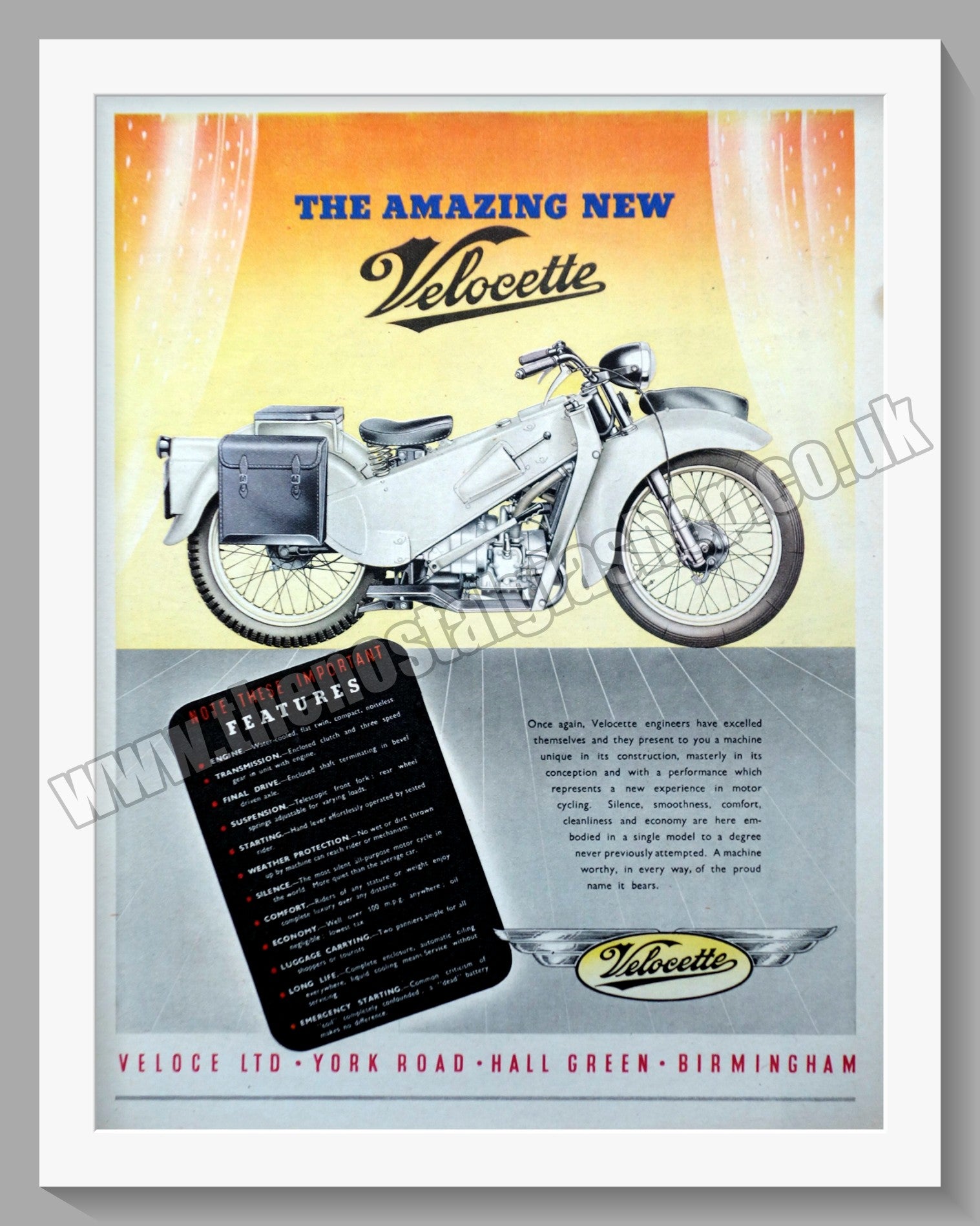 Velocette Motorcycles. Original Advert 1948 (ref AD58651) – The ...
