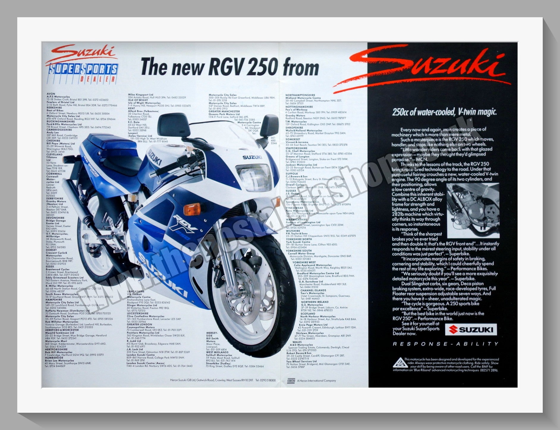 Suzuki RVG250 Motorcycle. Original advert 1989 (ref AD58823) – The ...