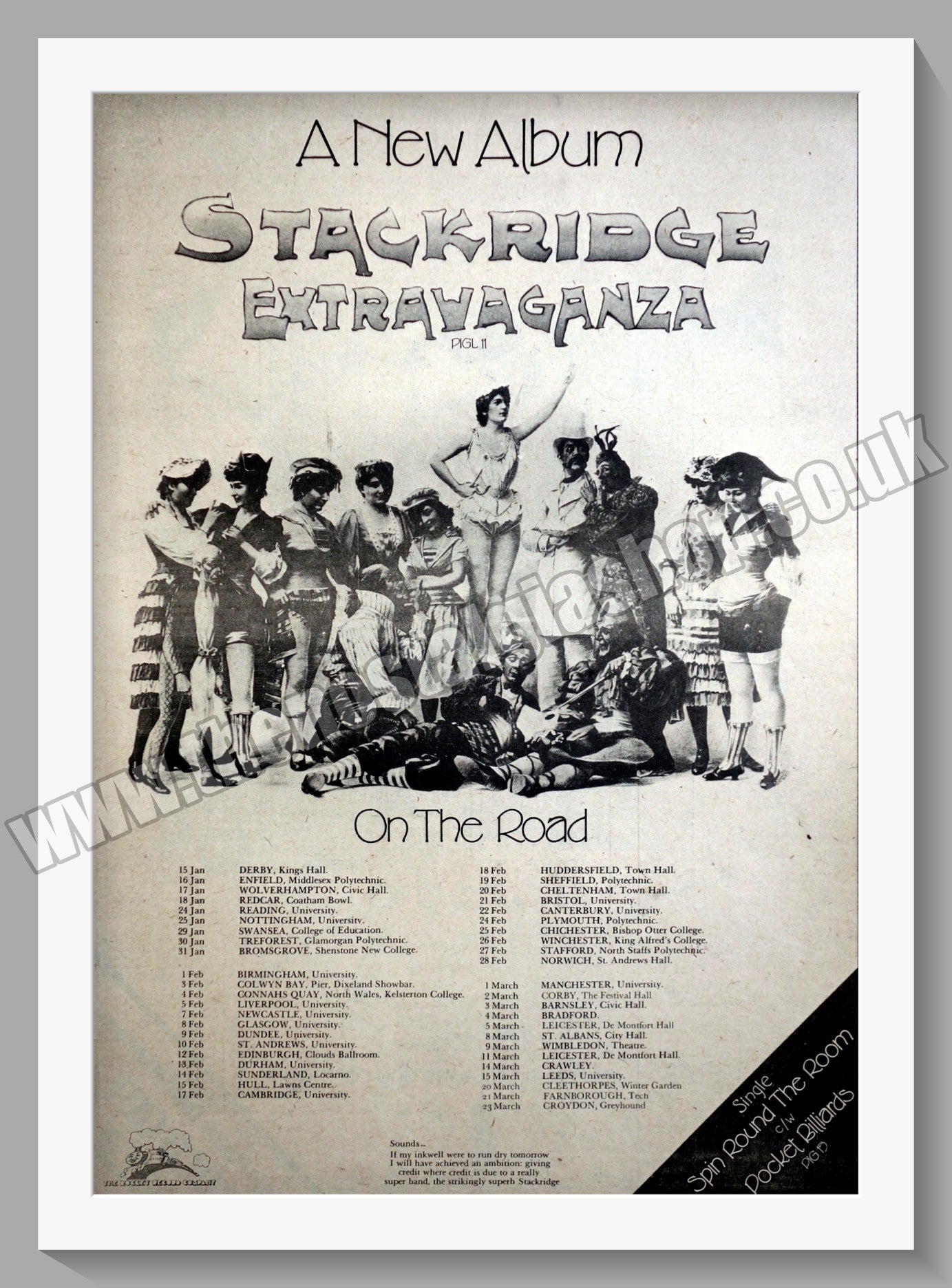 Stackridge Extravaganza On The Road. Original Advert 1975 (ref AD14983 – The Nostalgia Shop