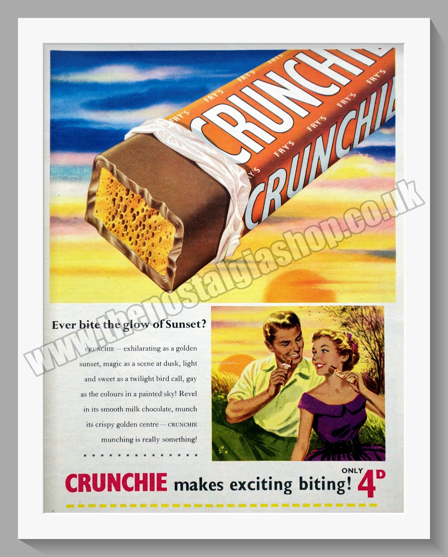 Fry's Crunchie. Original Advert 1955 (ref AD300729) – The Nostalgia Shop