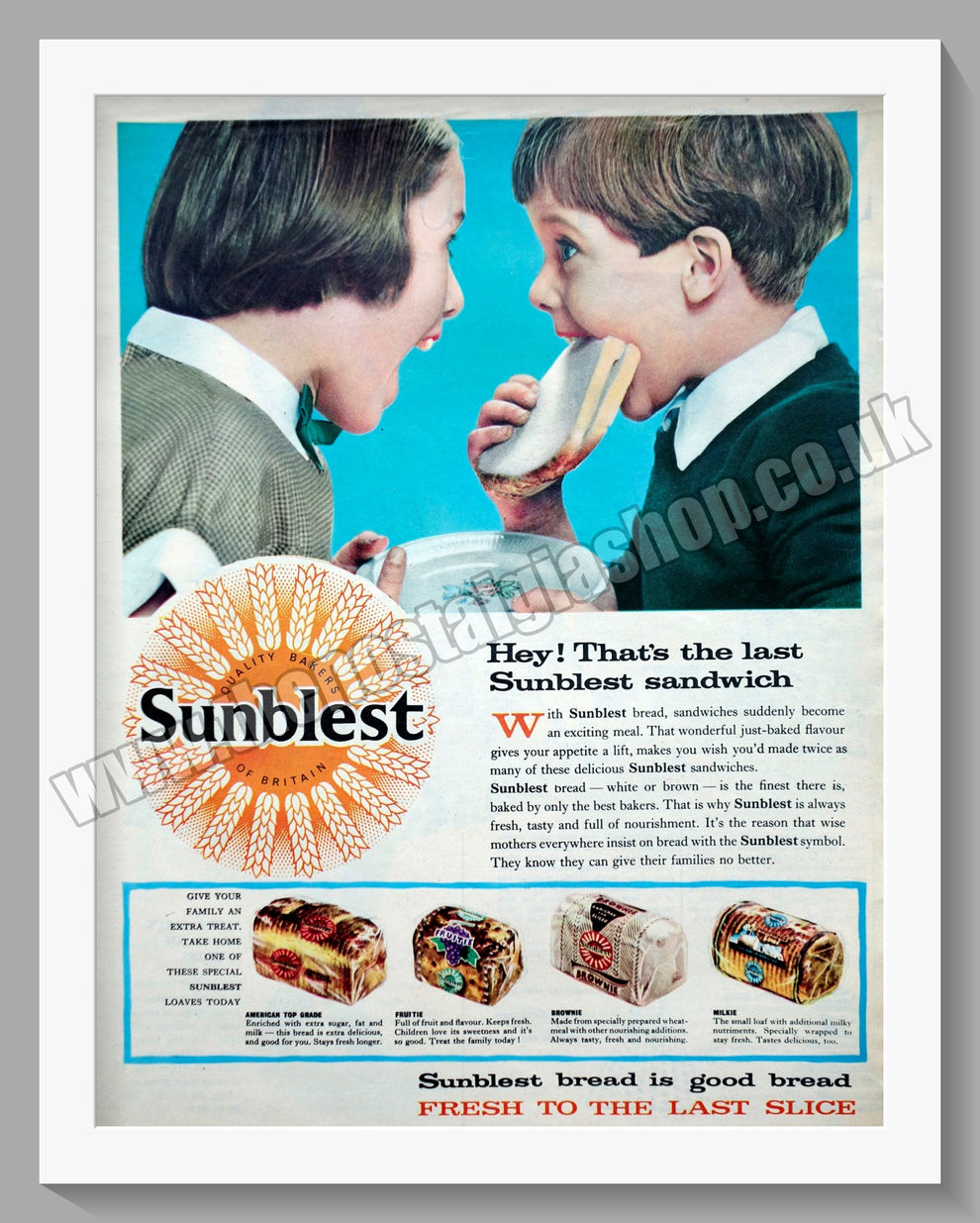 Sunblest Bread. Original Advert 1958 (ref AD300733) – The Nostalgia Shop