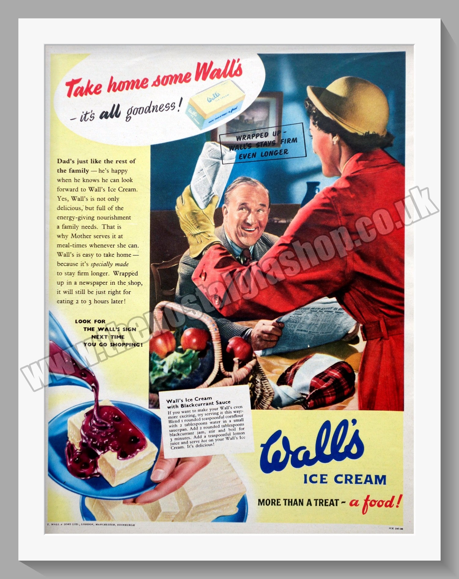 Wall's Ice Cream. Original Advert 1952 (ref AD300743) – The Nostalgia Shop