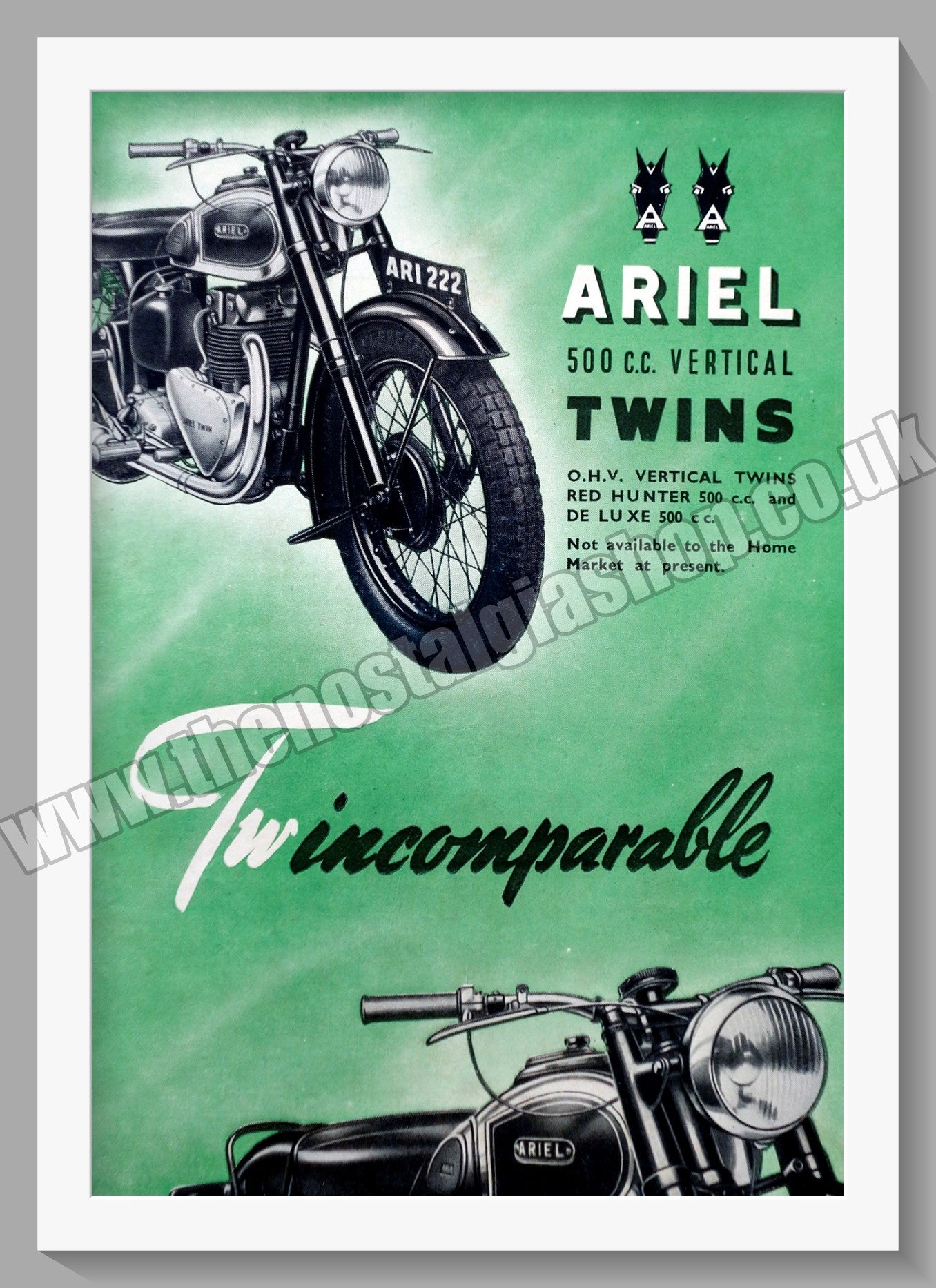 Ariel 500cc Vertical Twin Motorcycle. Original Advert 1948 (ref AD6042 ...