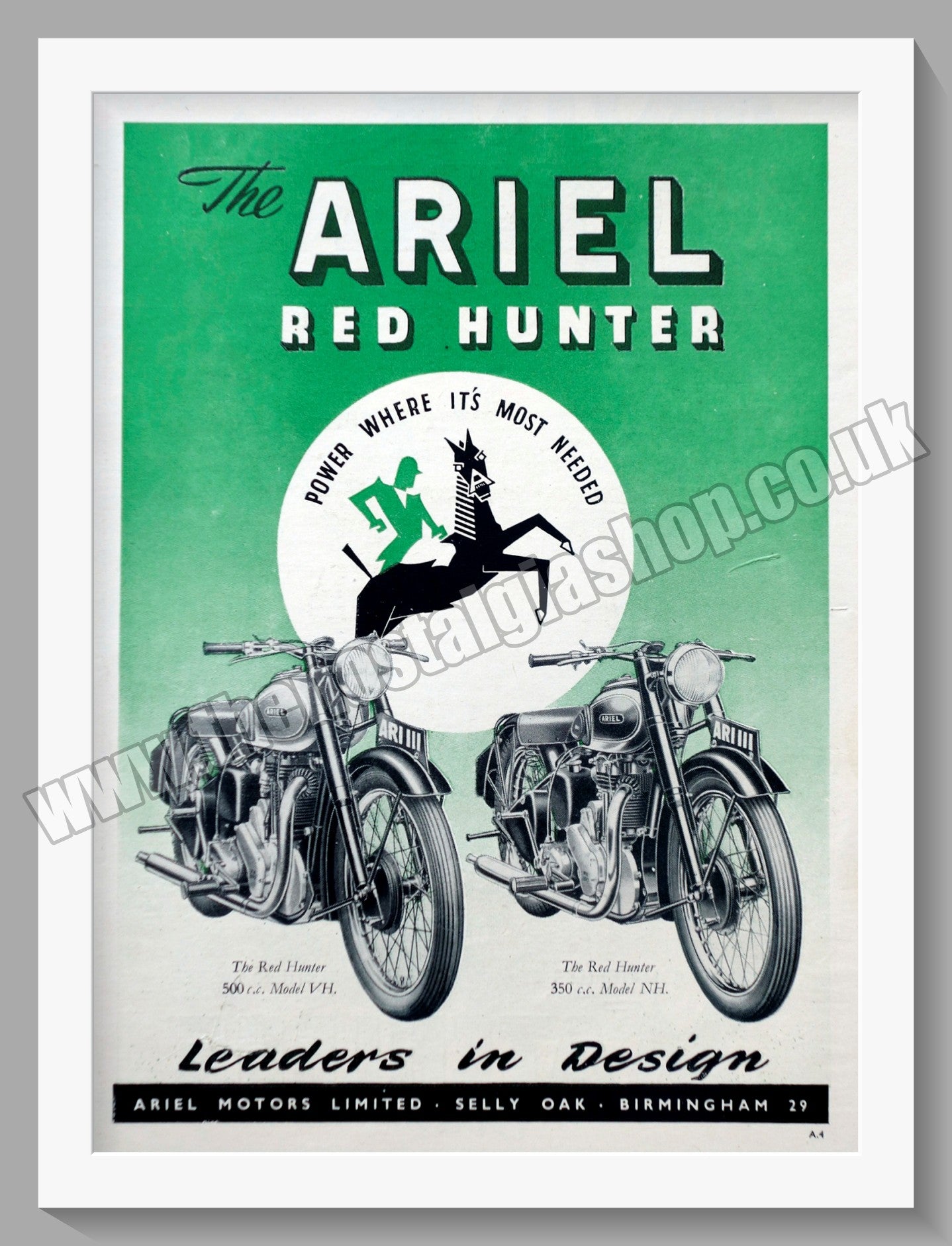 Ariel Red Hunter 500cc Vertical Twin Motorcycle. Original Advert 1950 ...