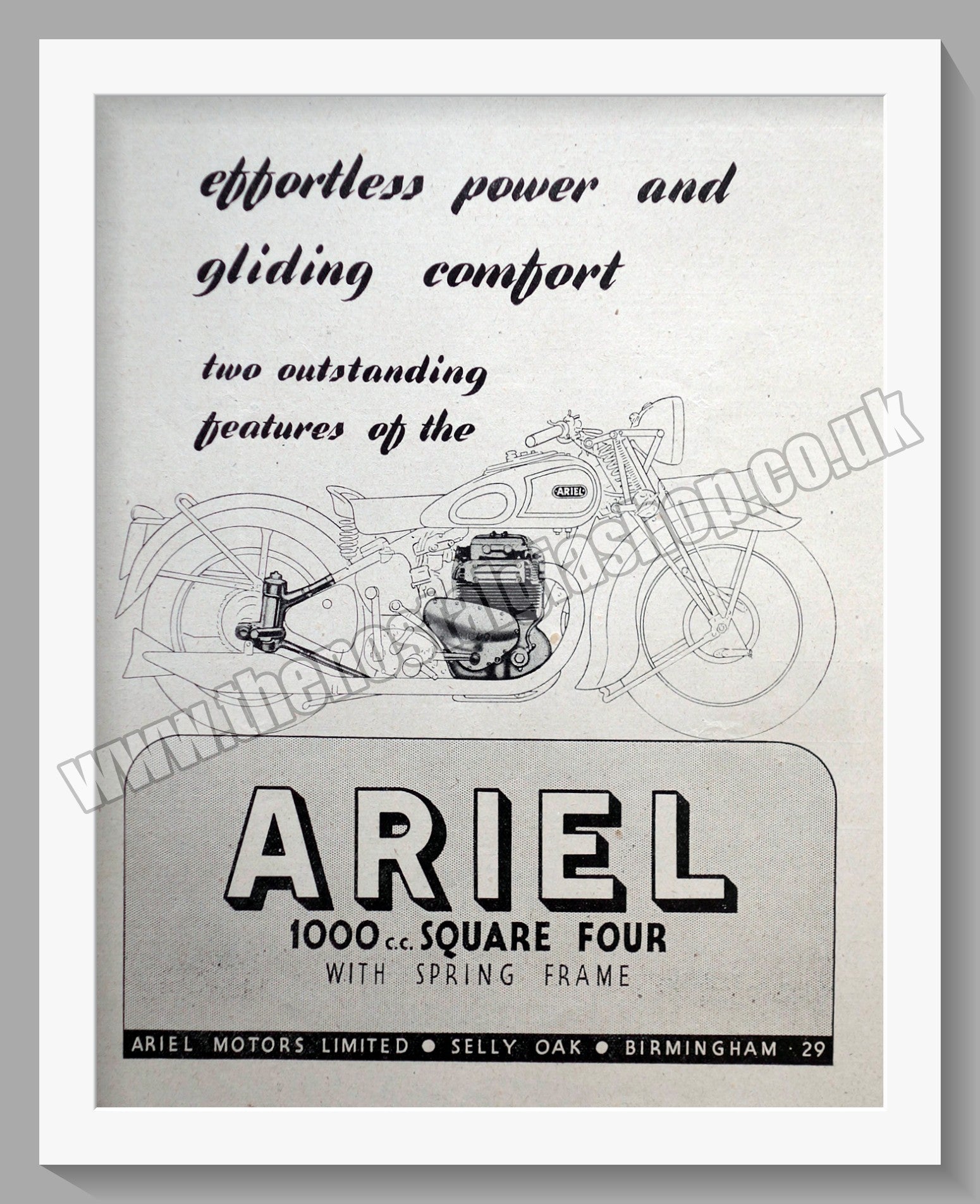 Ariel 1000cc Square Four Motorcycles. Original Advert 1944 (ref AD6047 ...
