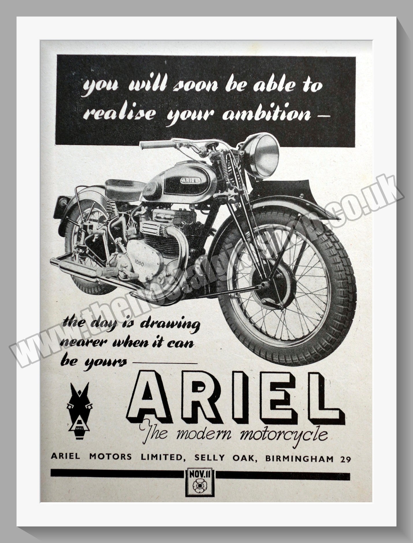 Ariel Motorcycles. Original Advert 1944 (ref AD60502) – The Nostalgia Shop