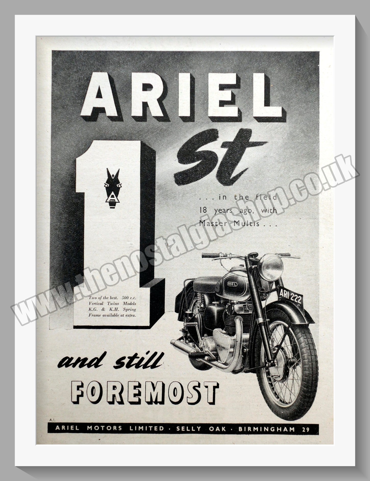Ariel Motorcycles. Original Advert 1949 (ref AD60503) – The Nostalgia Shop