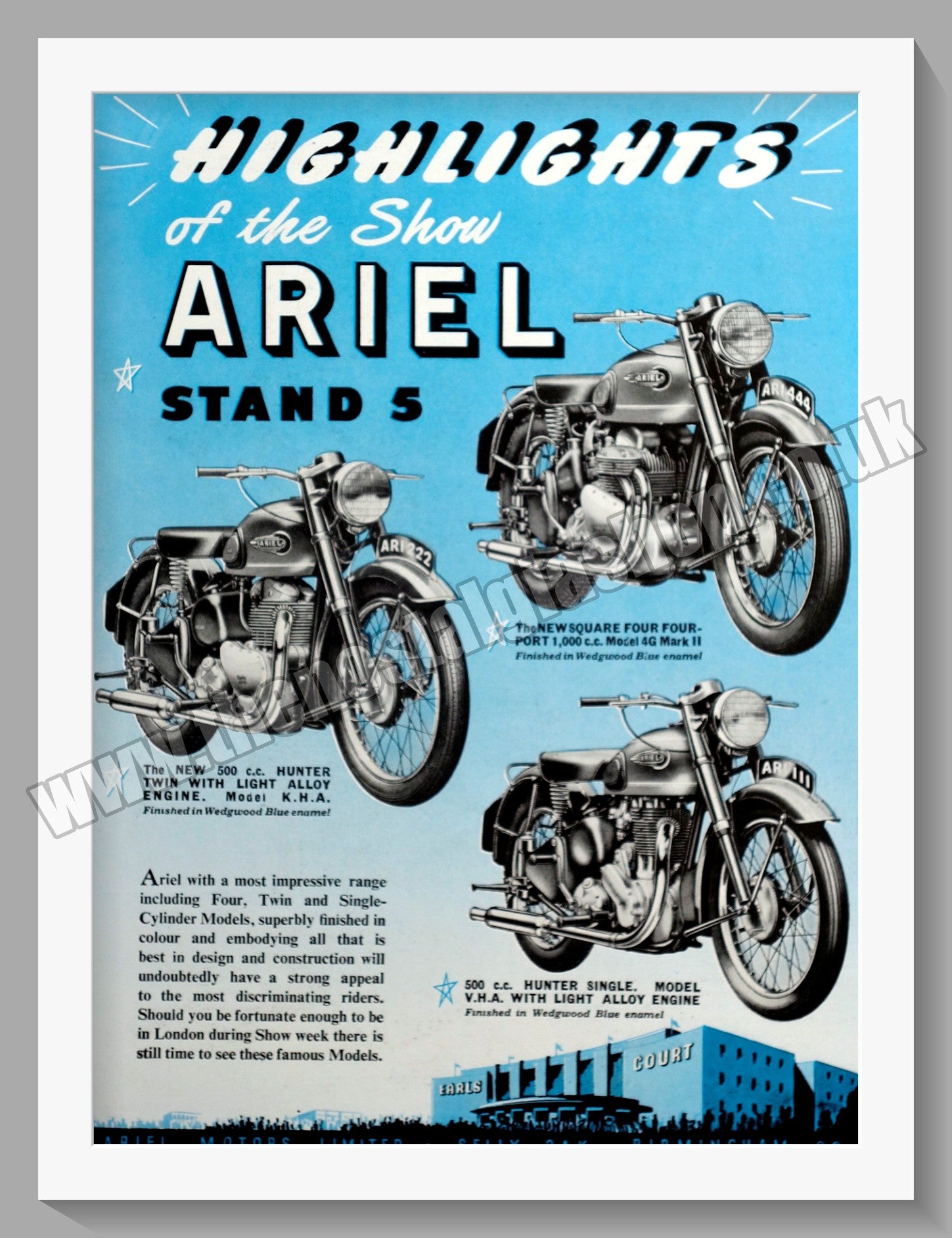 Ariel Motorcycles at The Show, Earls Court. Original Advert 1952 (ref ...