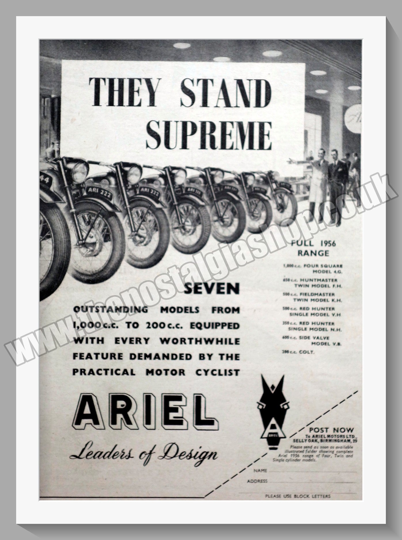Ariel Motorcycles. Original Advert 1955 (ref AD60558) – The Nostalgia Shop