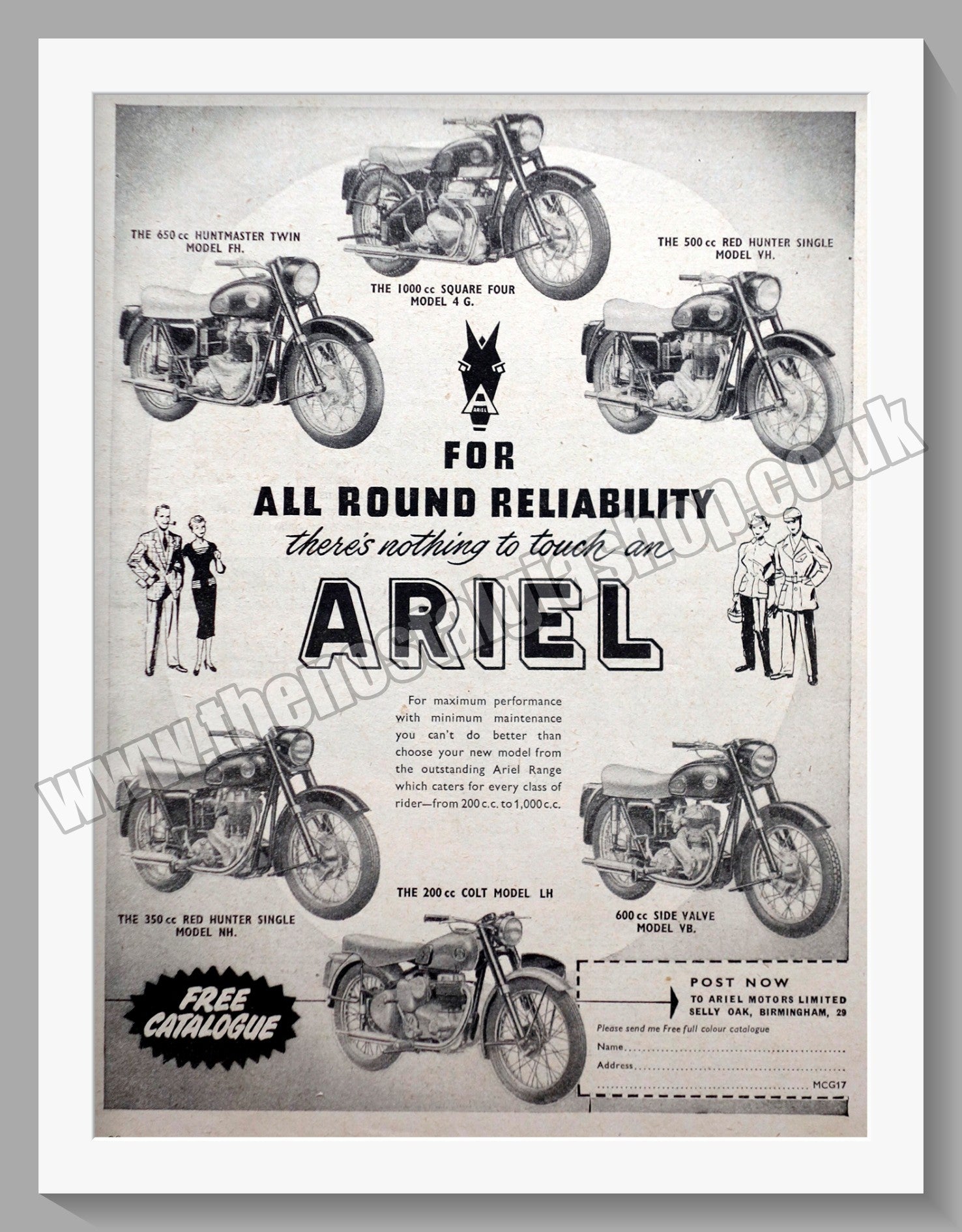 Ariel Motorcycles. Original Advert 1958 (ref AD60562) – The Nostalgia Shop