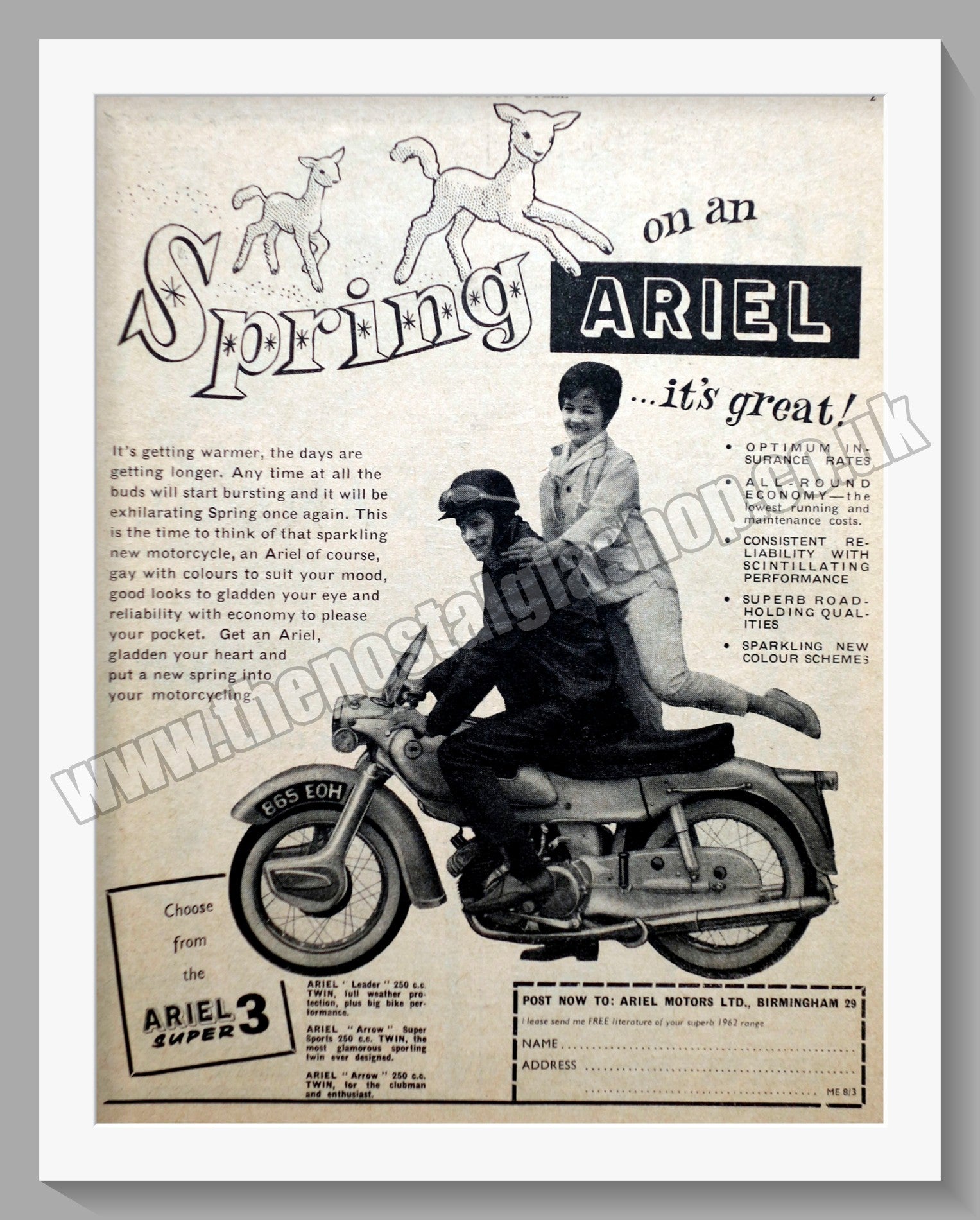Ariel Motorcycles. Original Advert 1962 (ref AD60570) – The Nostalgia Shop