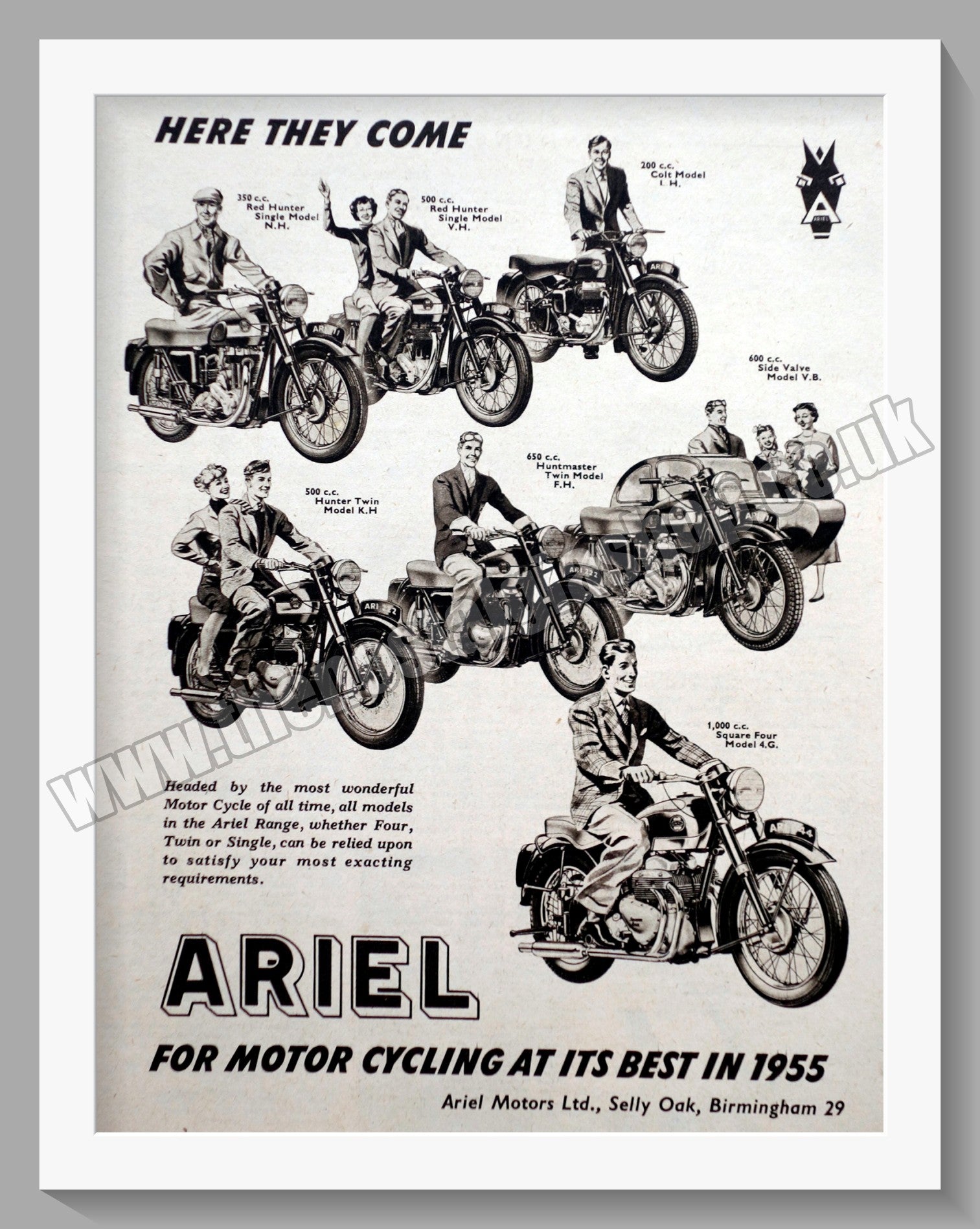 Ariel Motorcycles. Original Advert 1955 (ref AD60571) – The Nostalgia Shop