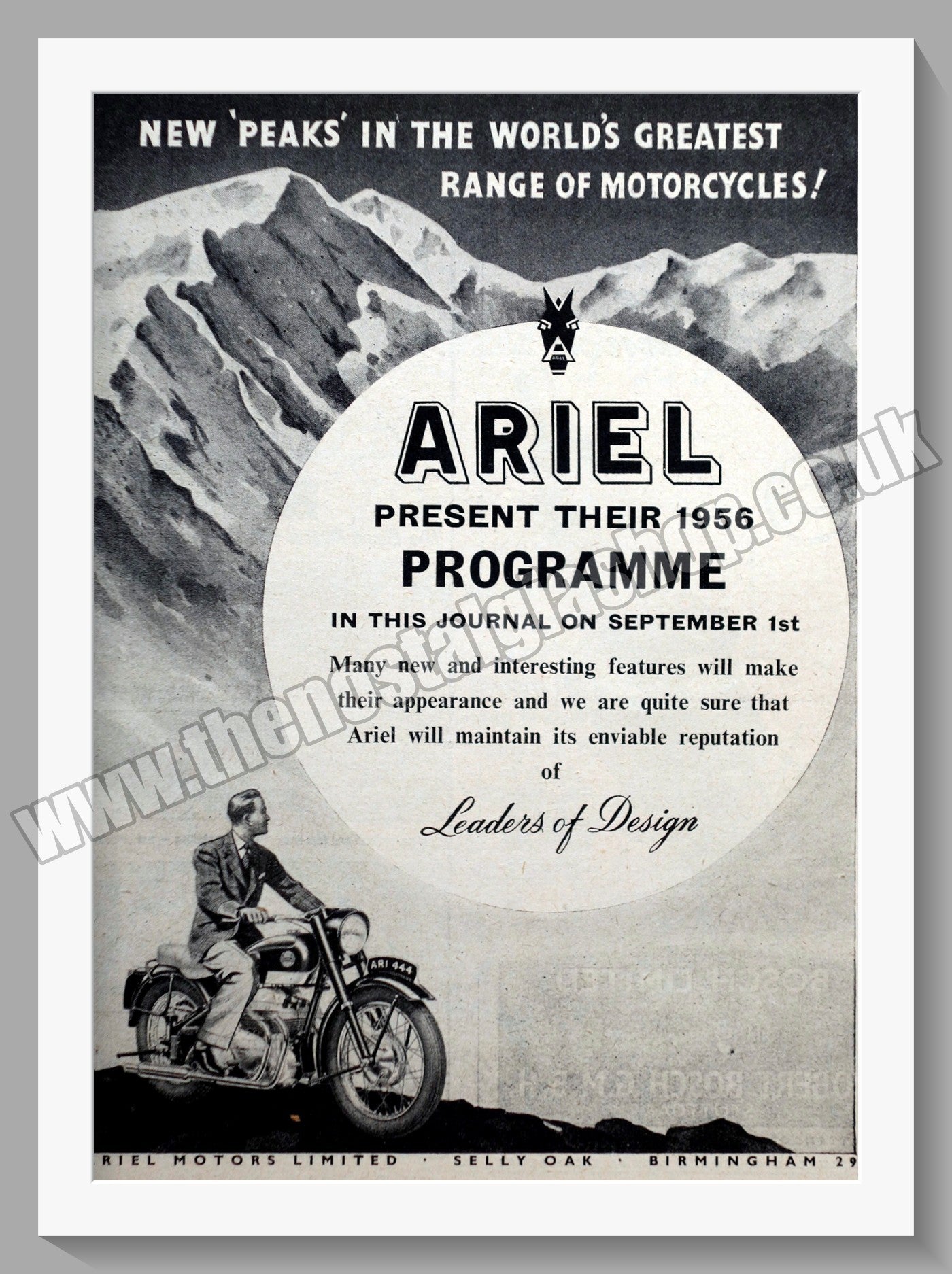 Ariel Motorcycles '56 Programme. Original Advert 1955 (ref AD60575 ...