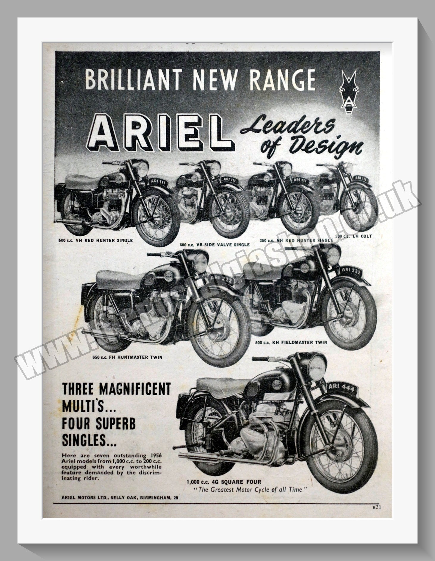 Ariel Motorcycles. Original Advert 1955 (ref AD60591) – The Nostalgia Shop