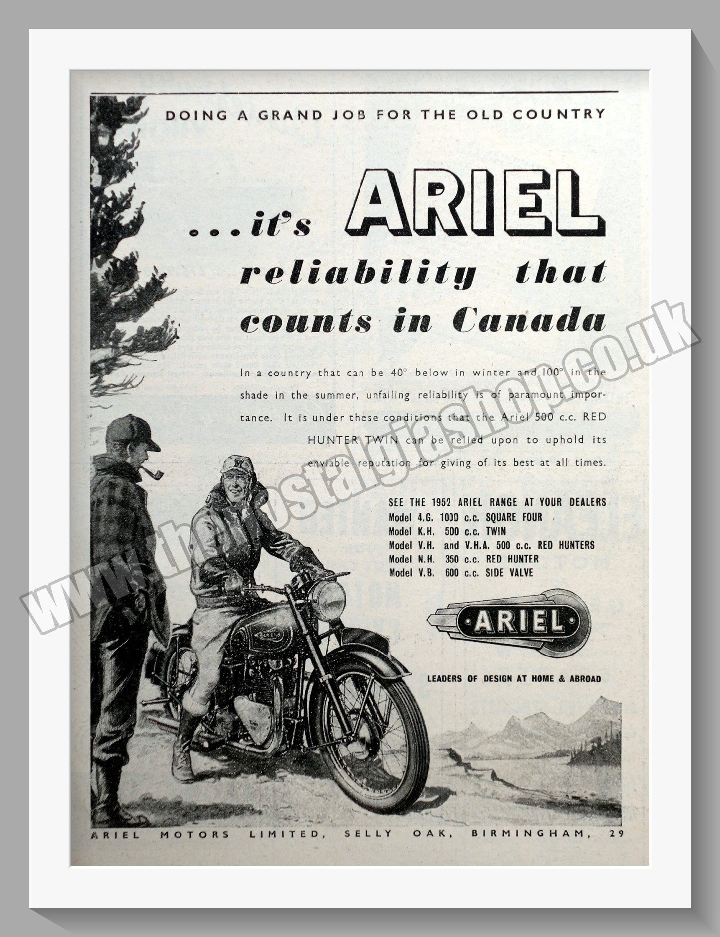 Ariel Motorcycles. Original Advert 1952 (ref AD60592) – The Nostalgia Shop
