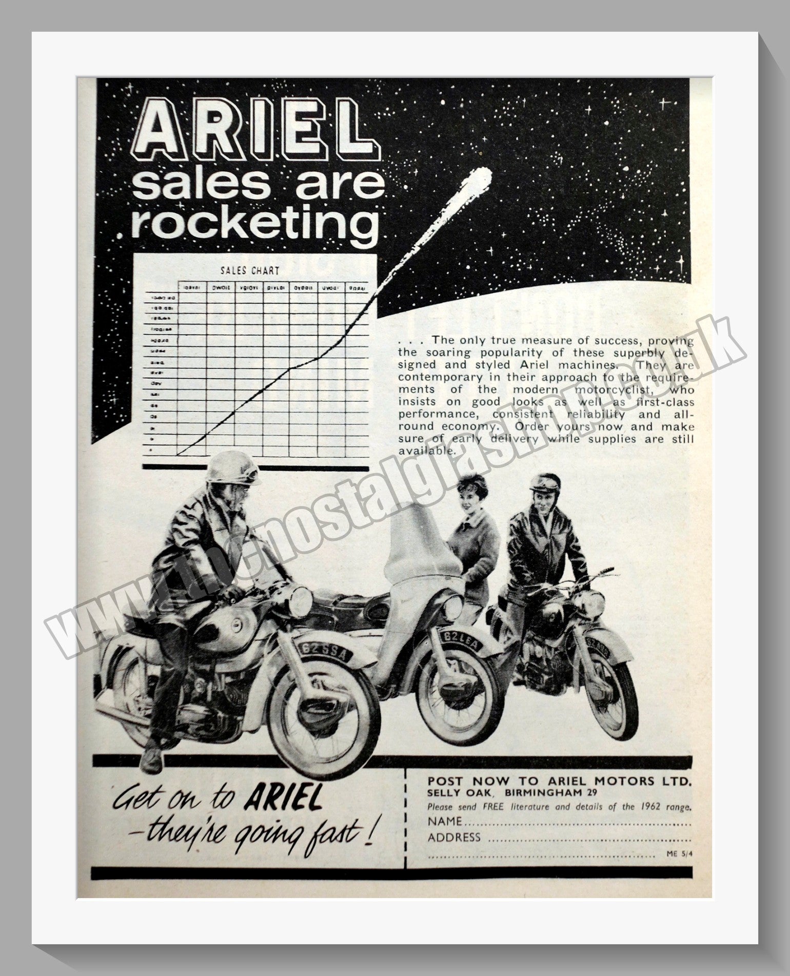 Ariel Motorcycles. Original Advert 1962 (ref AD60598) – The Nostalgia Shop