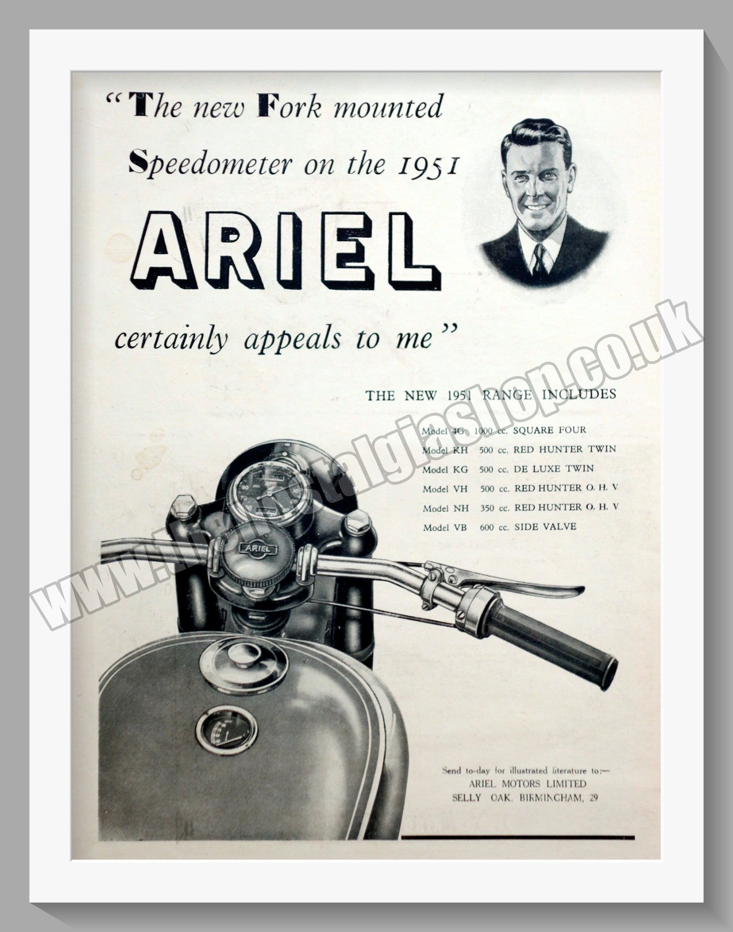 Ariel Motorcycles. Fork Mounted Speedometer. Original Advert 1950 (ref ...