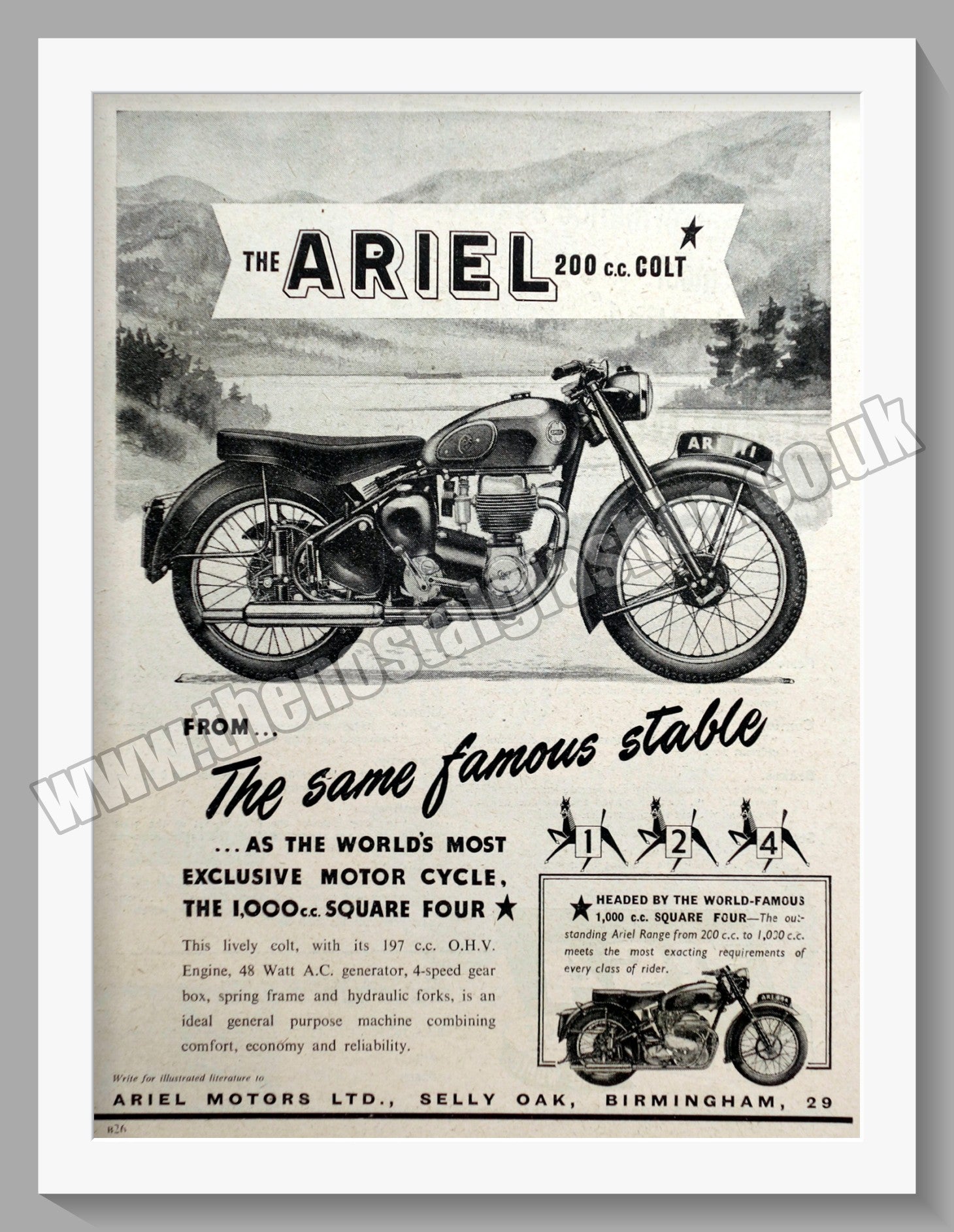 Ariel 200cc Colt Motorcycles. Original Advert 1954 (ref AD60606) – The ...