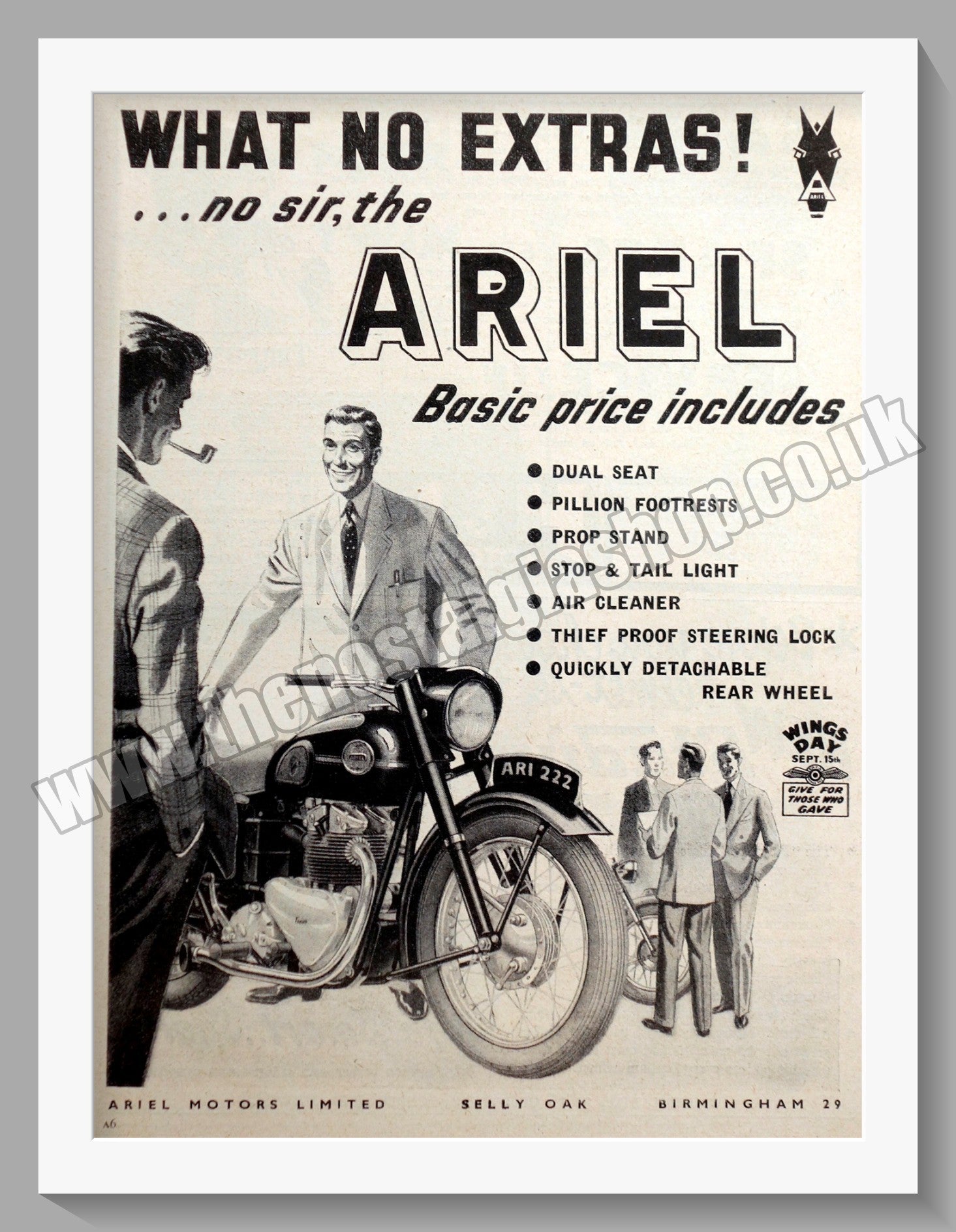 Ariel Motorcycles. Original Advert 1956 (ref AD60609) – The Nostalgia Shop